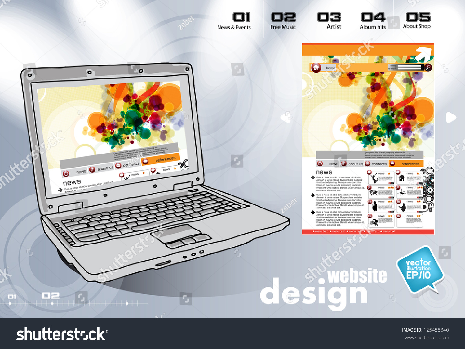 Colorful Website Template Stock Vector (Royalty Free) 125455340 ...