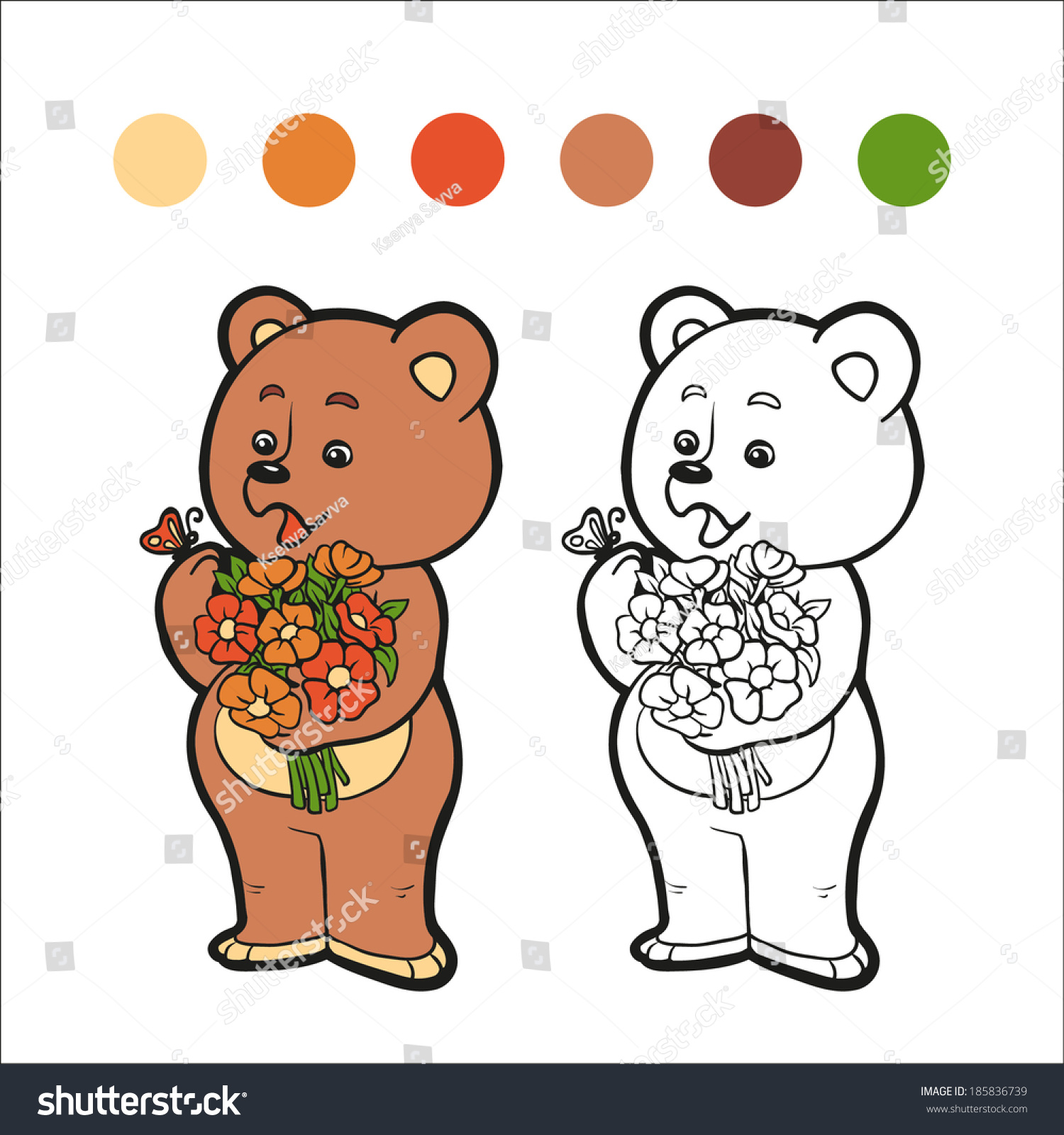 Coloring Book Bear Stock Vector (Royalty Free) 185836739 | Shutterstock