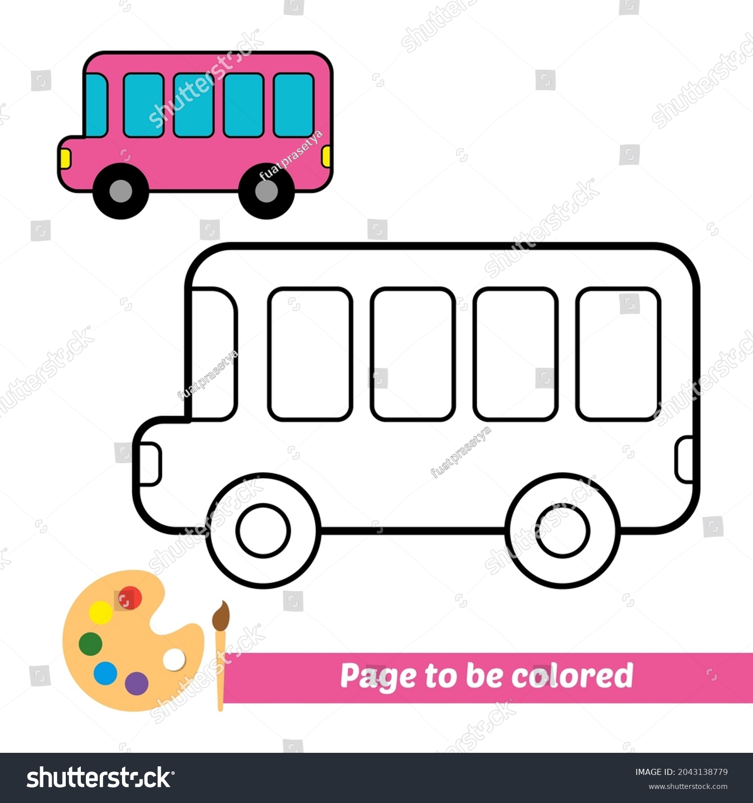 Coloring Book Bus Vector Image Stock Vector (Royalty Free) 2043138779