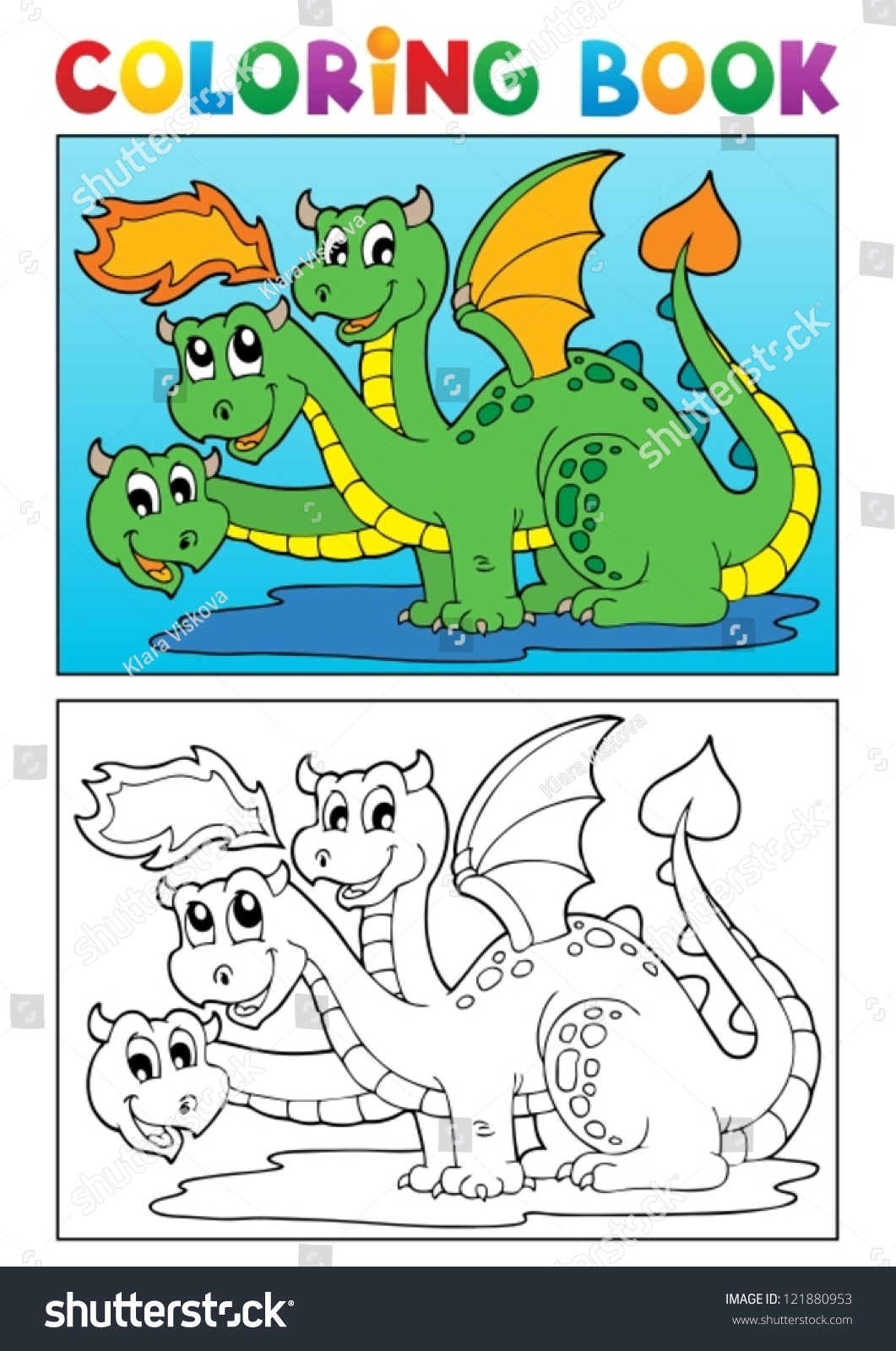 Coloring Book Dragon Theme Image 4 Stock Vector (Royalty Free) 121880953
