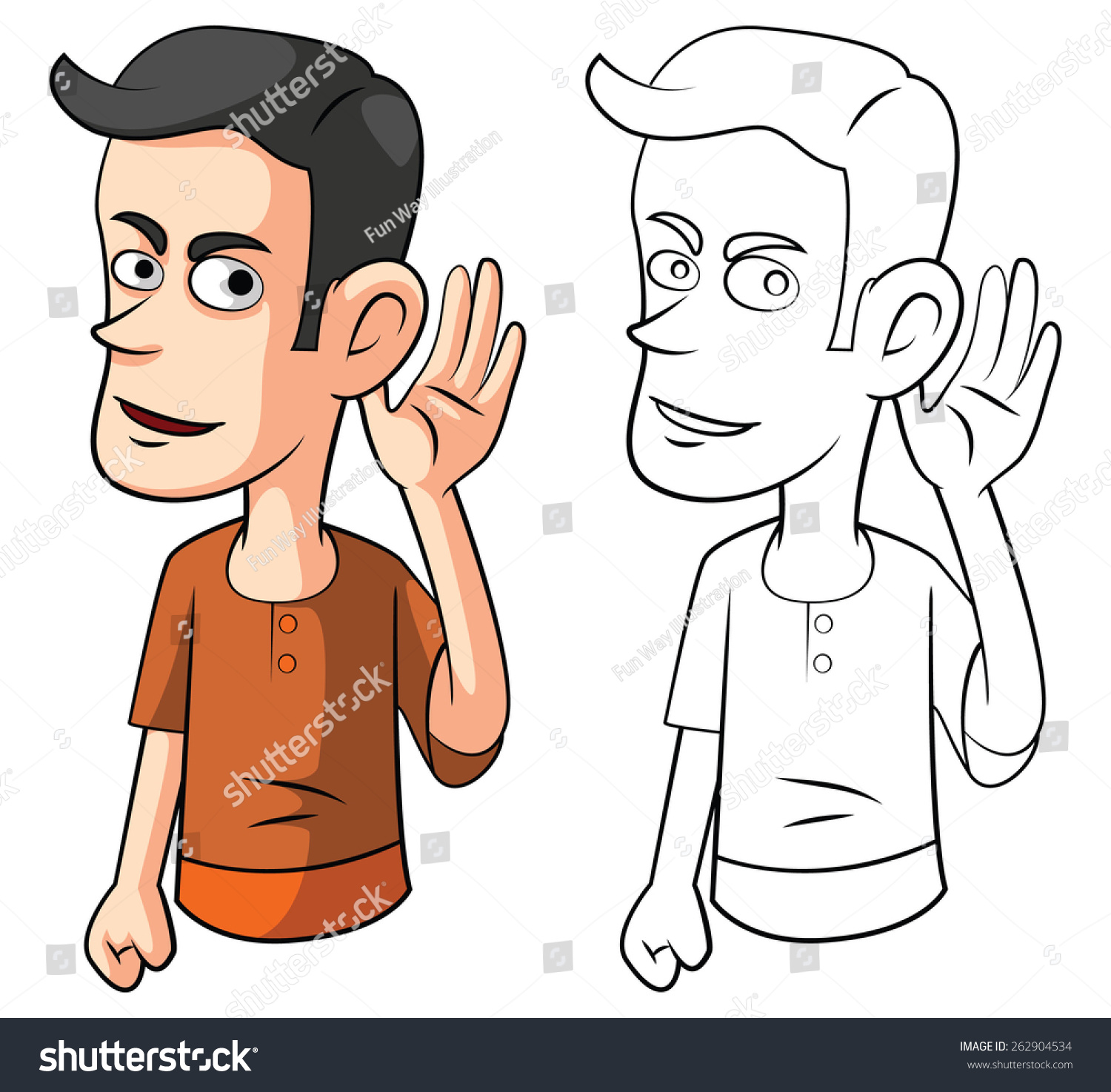 Coloring Book Eavesdrop Cartoon Character: vector de stock (libre de ...