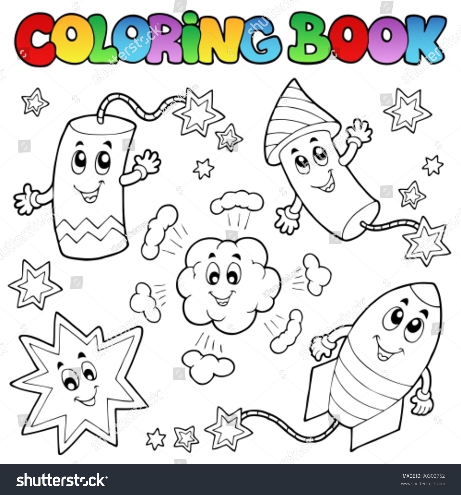 Stock vektor „Coloring Book Fireworks Theme 1 Vector“ (bez autorských ...