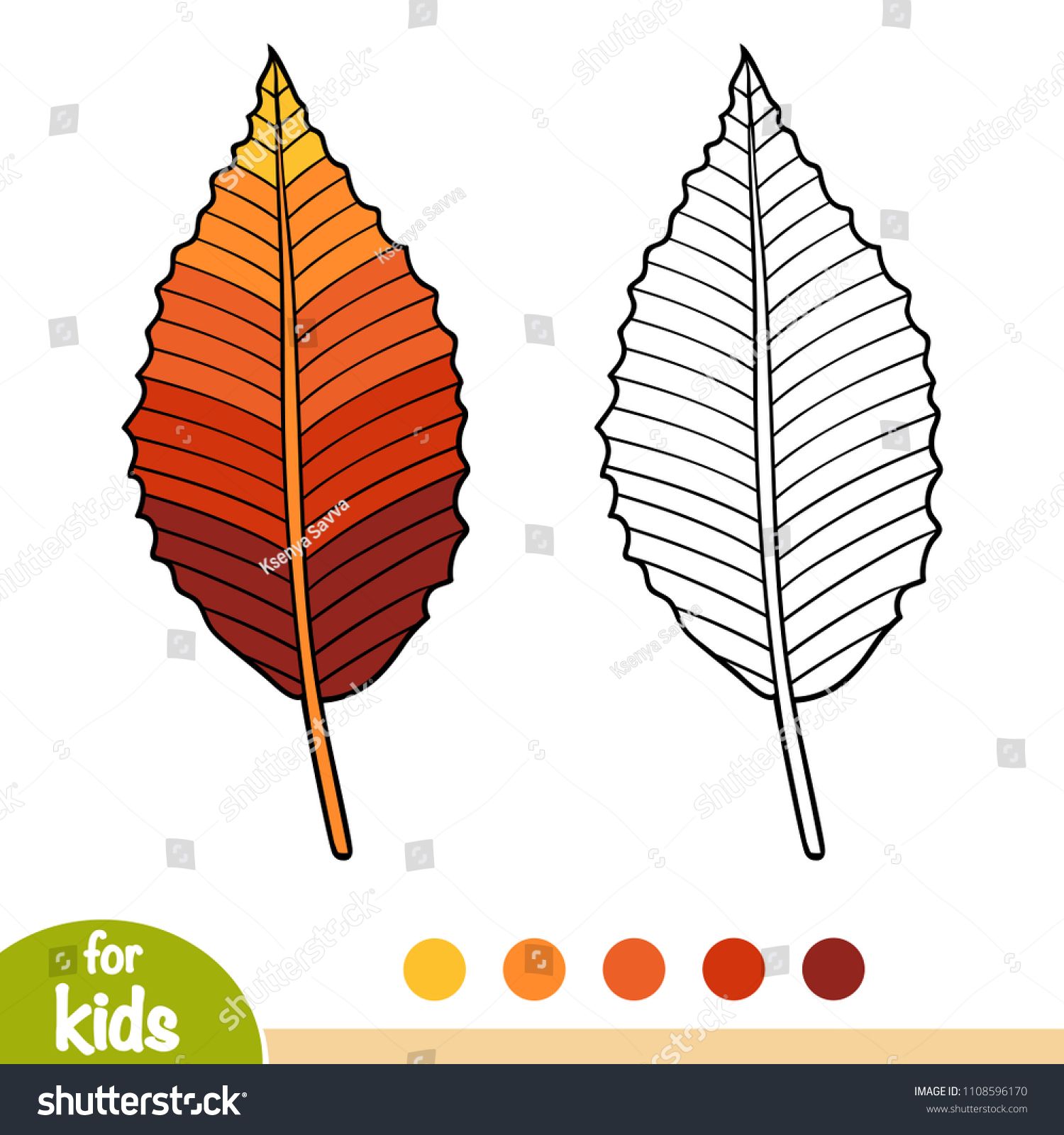 Coloring Book Children Beech Leaf Stock Vector (Royalty Free) 1108596170