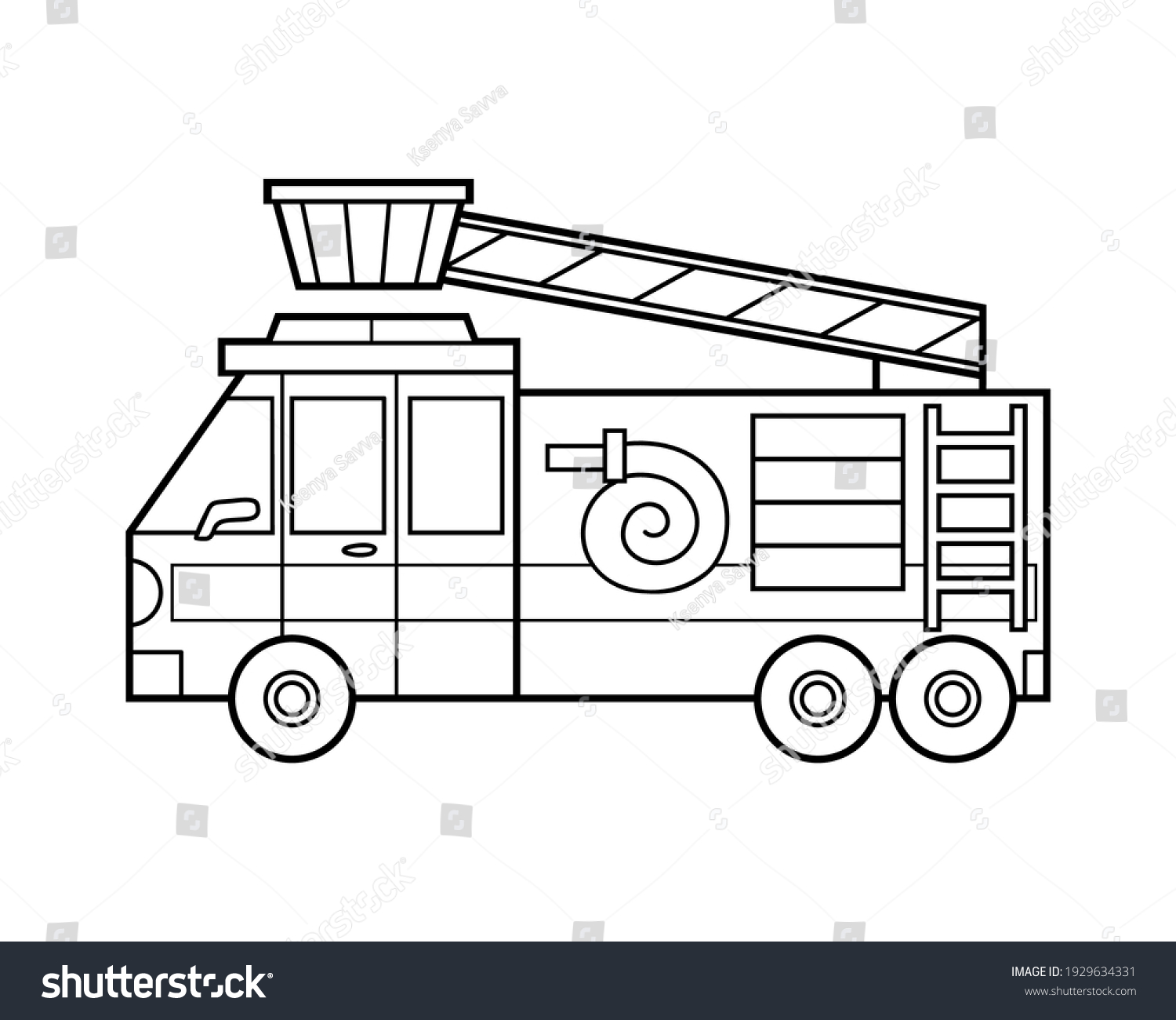 Coloring Book Children Fire Engine Stock Vector (Royalty Free ...