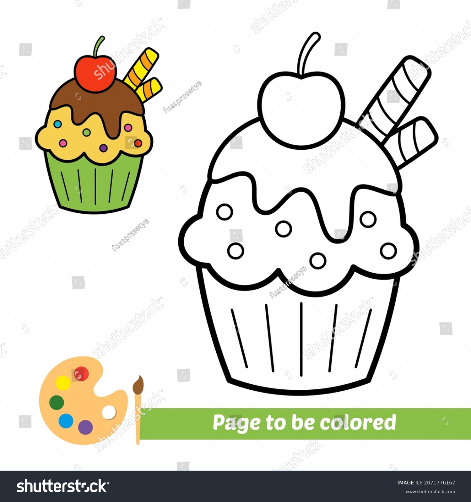 Coloring Book Kids Cupcake Vector Stock Vector (Royalty Free ...