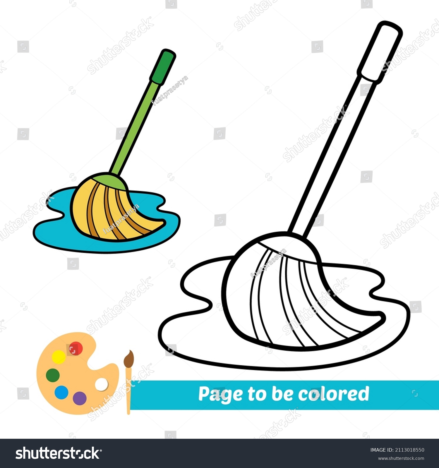 Coloring Book Kids Mop Vector Stock Vector (Royalty Free) 2113018550 ...