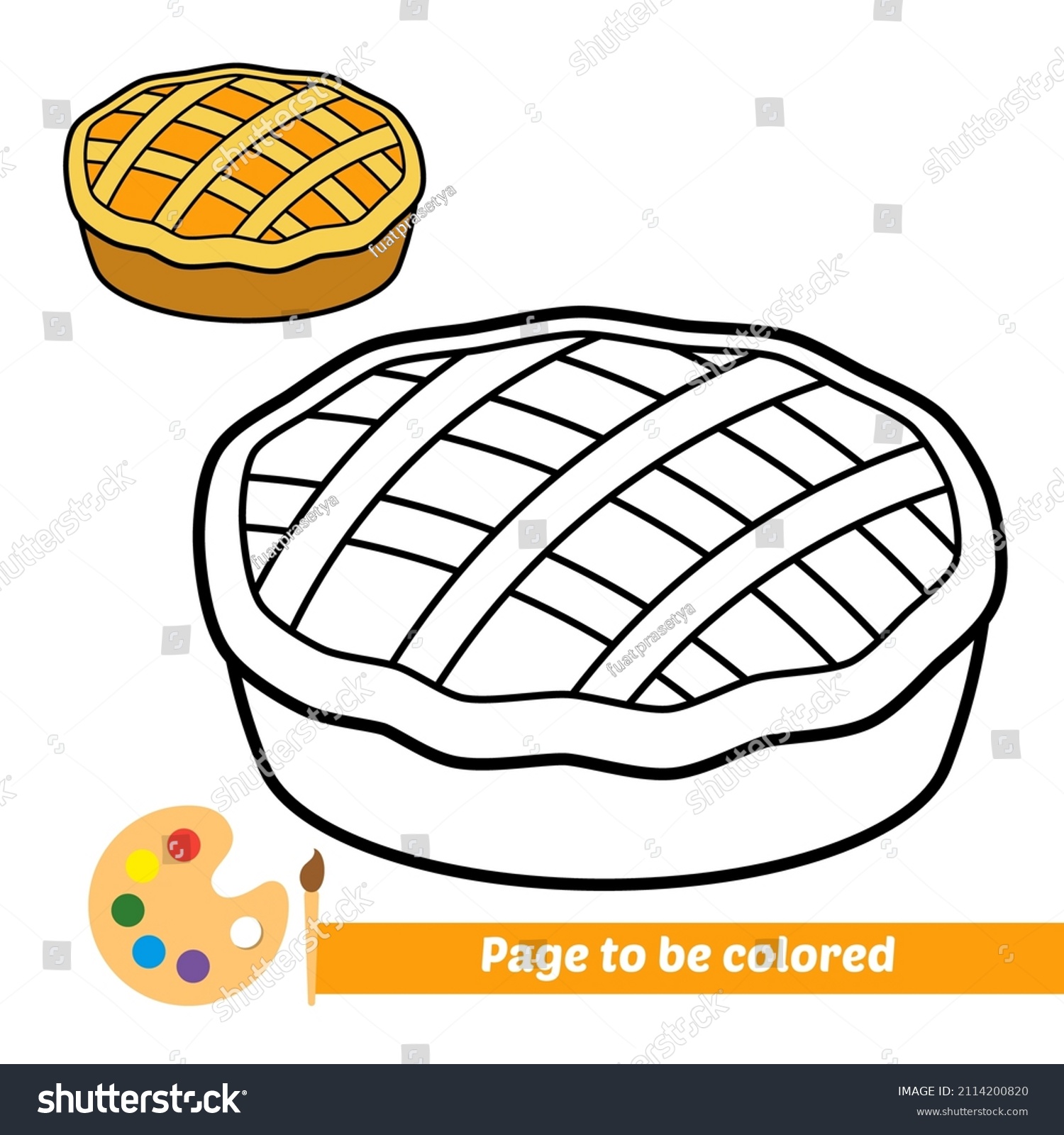 Coloring Book Kids Pie Vector Stock Vector (Royalty Free) 2114200820