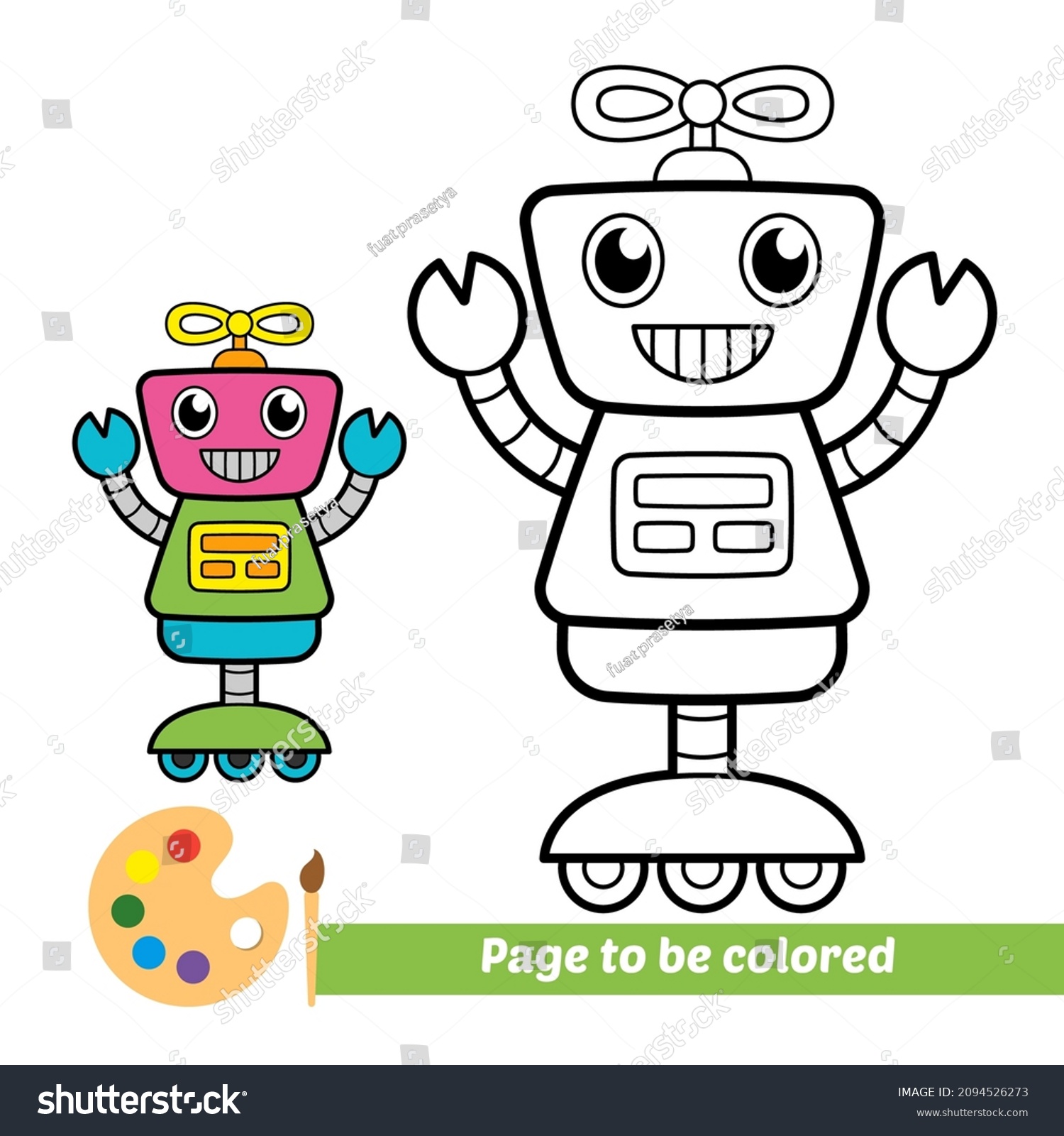 Coloring Book Kids Robot Vector Stock Vector (Royalty Free) 2094526273
