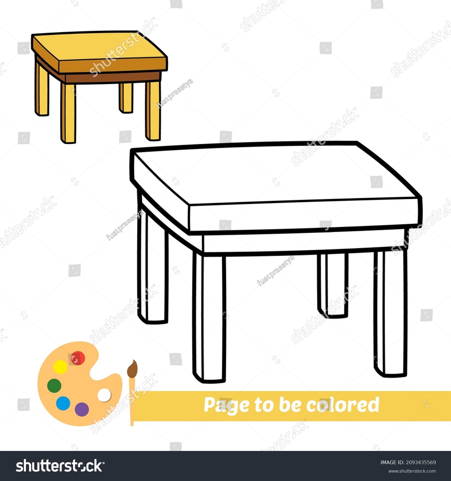 Coloring Book Kids Table Vector Stock Vector (Royalty Free) 2093435569