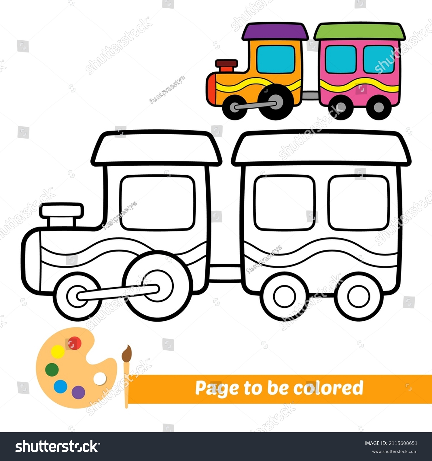 Coloring Book Kids Train Vector Stock Vector (Royalty Free) 2115608651