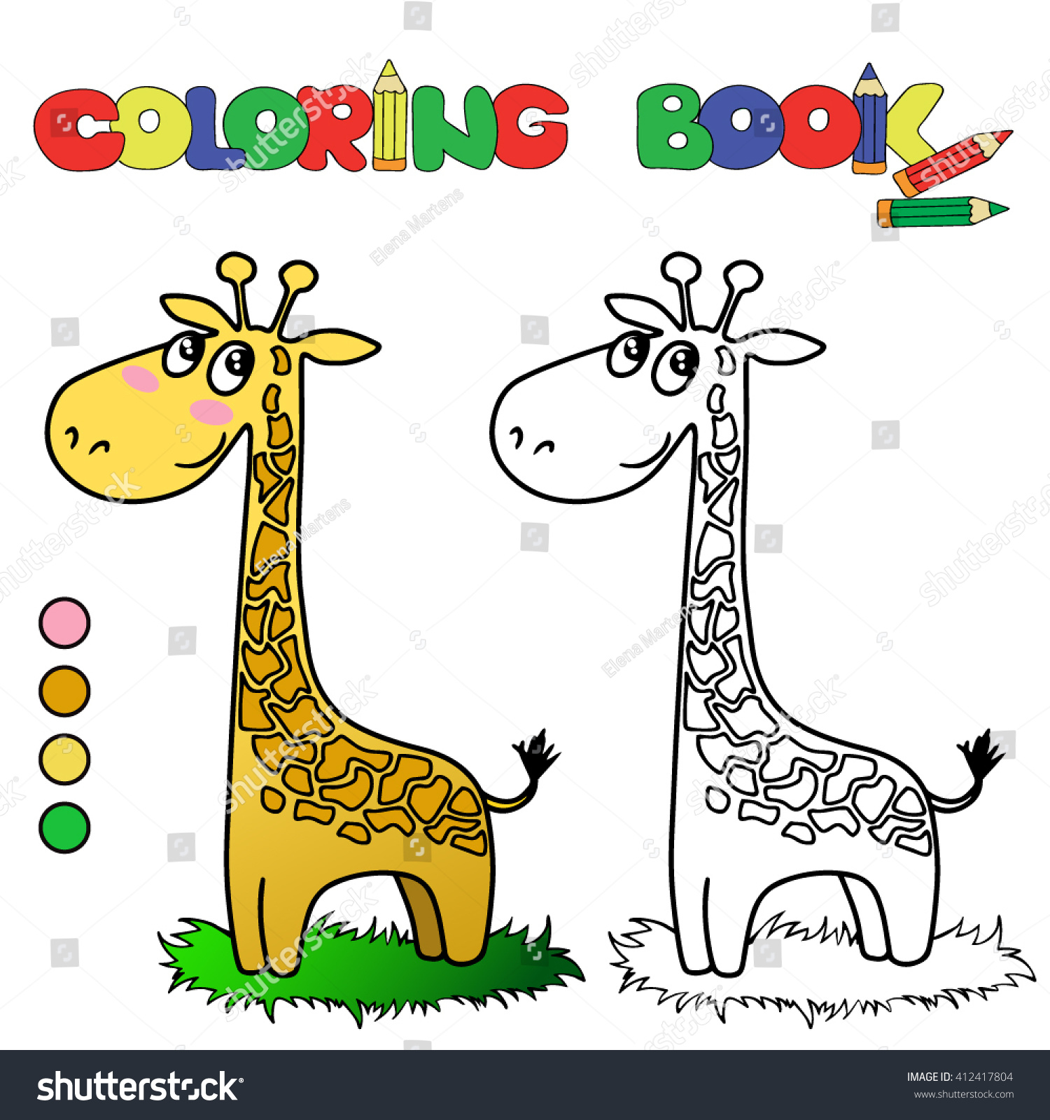 Coloring Book Giraffe Stock Vector (Royalty Free) 412417804