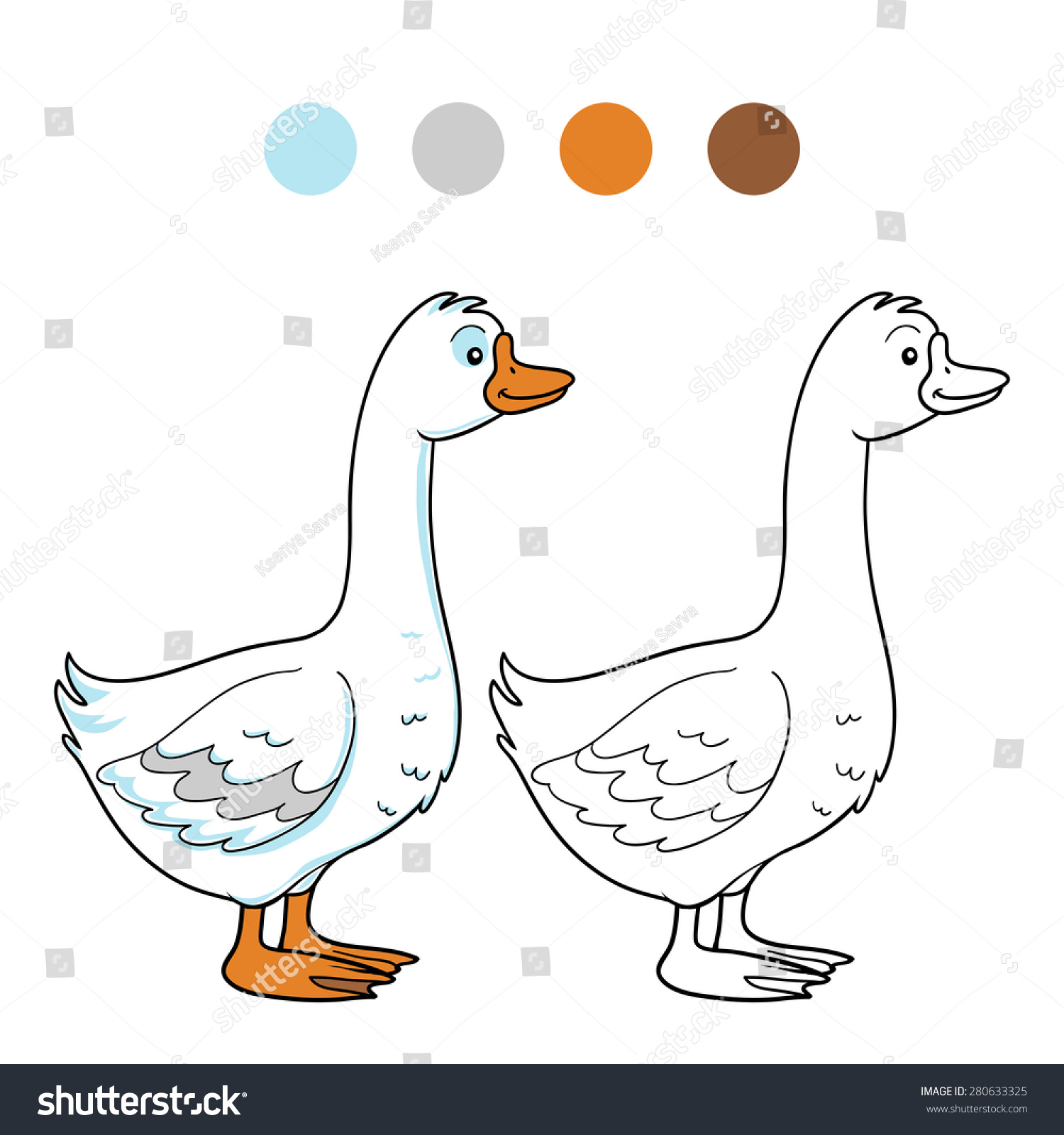 Coloring Book Goose Stock Vector (Royalty Free) 280633325