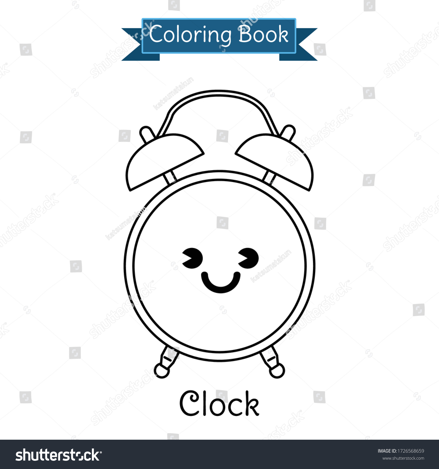Coloring Book Kid Chibi Clock 库存矢量图（免版税）1726568659 | Shutterstock