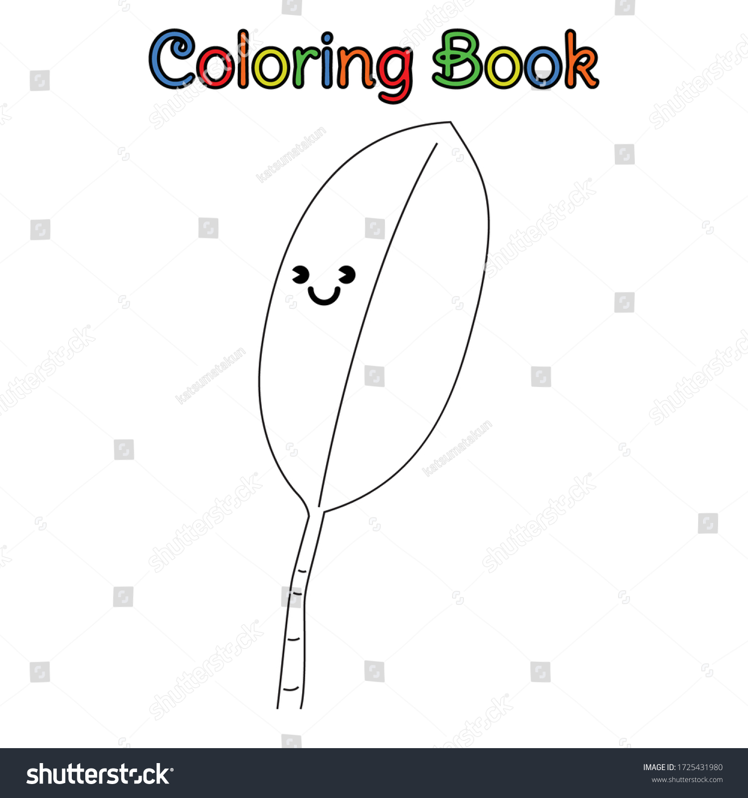 Coloring Book Kid Cute Chibi Leaf Stock Vector (Royalty Free) 1725431980