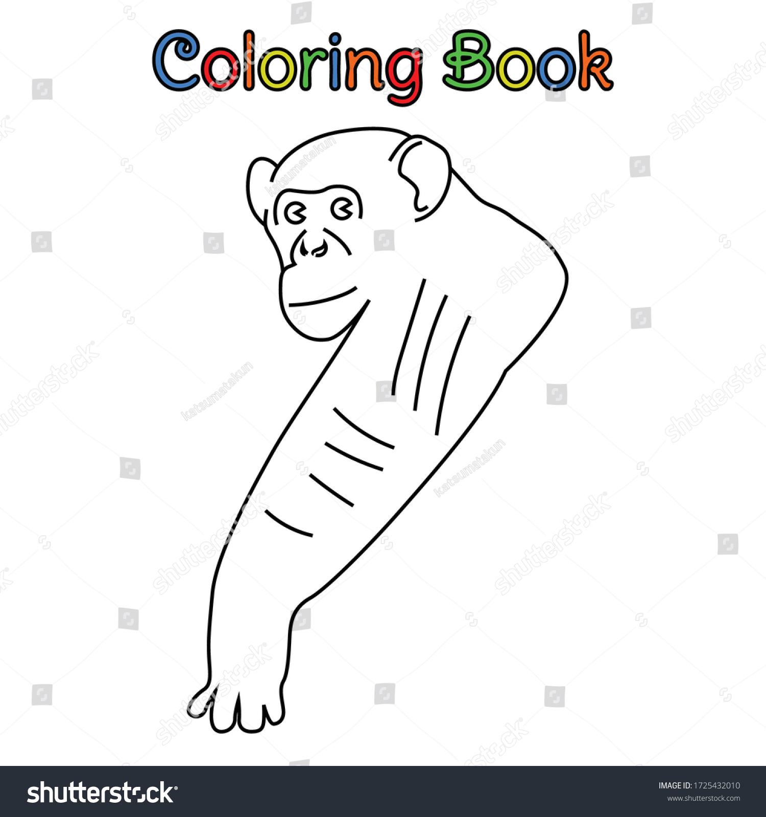 Coloring Book Kid Half Body Monkey Stock Vector (Royalty Free) 1725432010