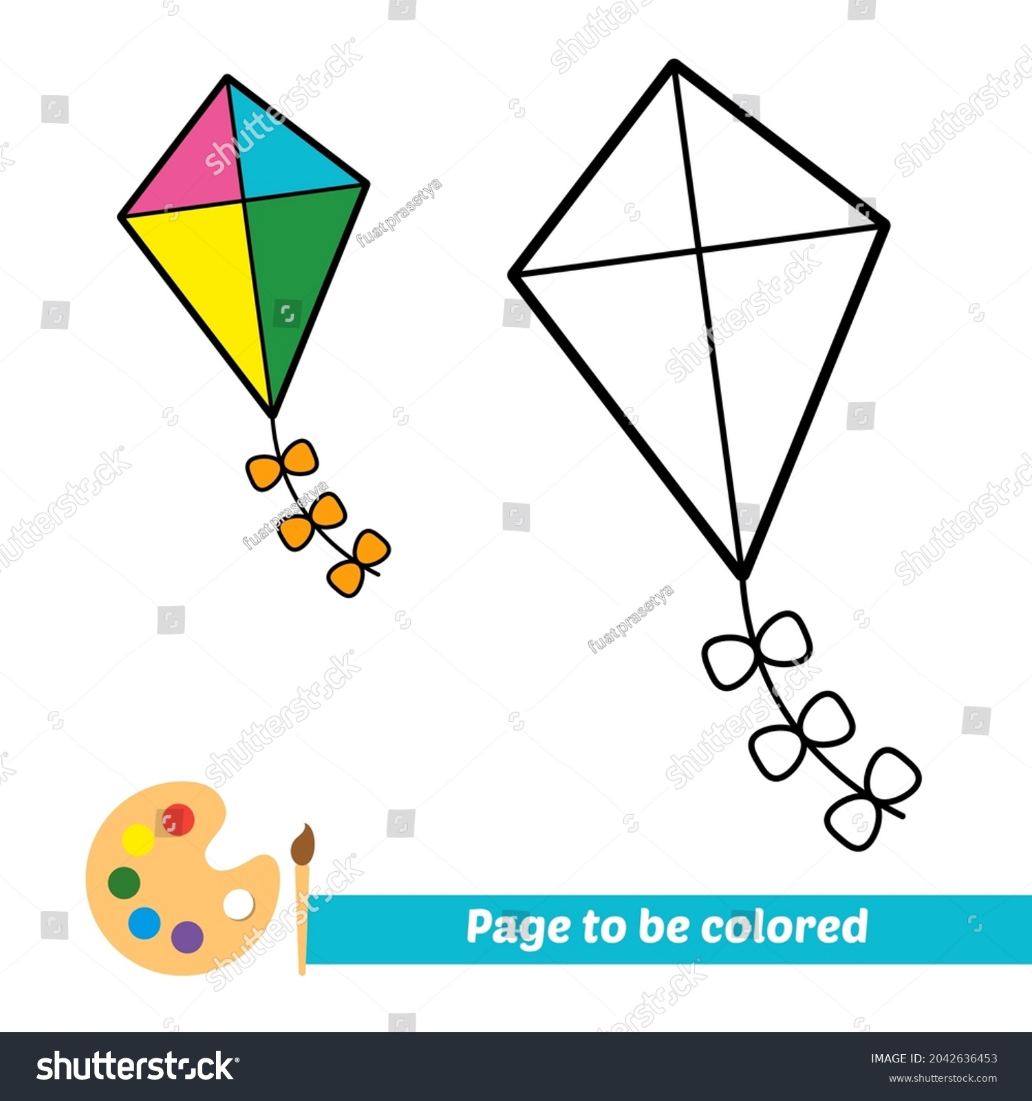 Coloring Book Kite Vector Image Stock Vector (Royalty Free) 2042636453