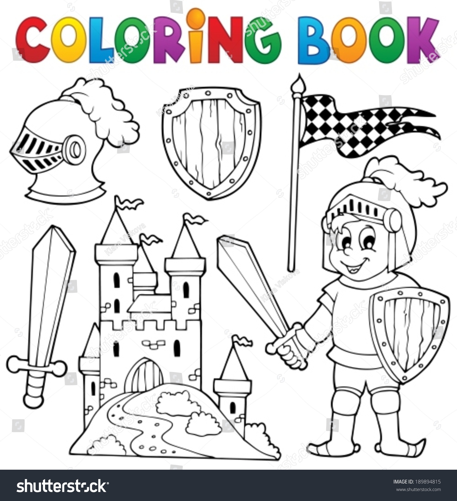 Coloring Book Knight Theme 1 Eps10 Stock Vector (Royalty Free ...