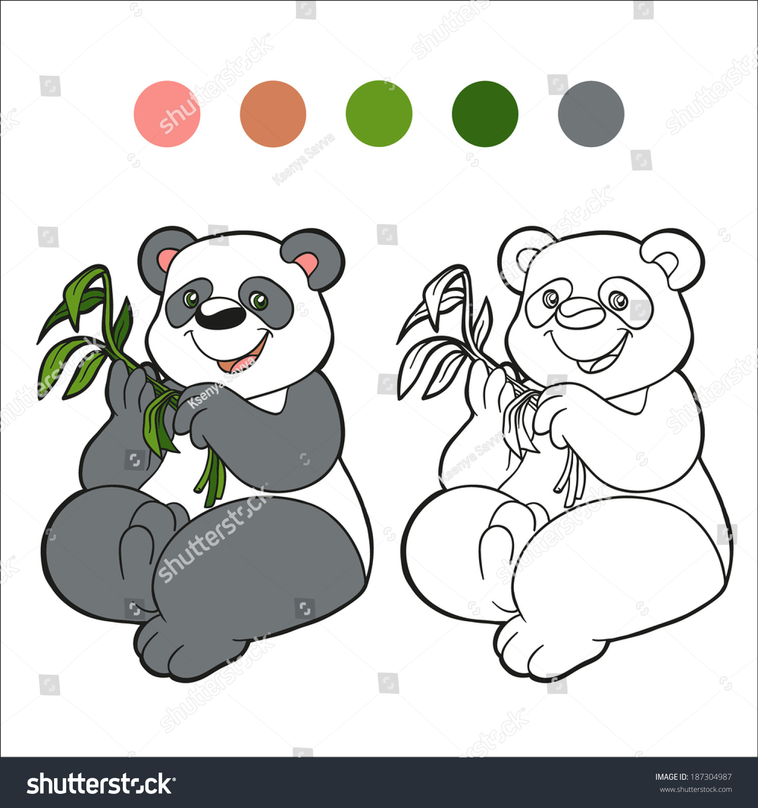 Coloring Book Panda: vetor stock (livre de direitos) 187304987 ...