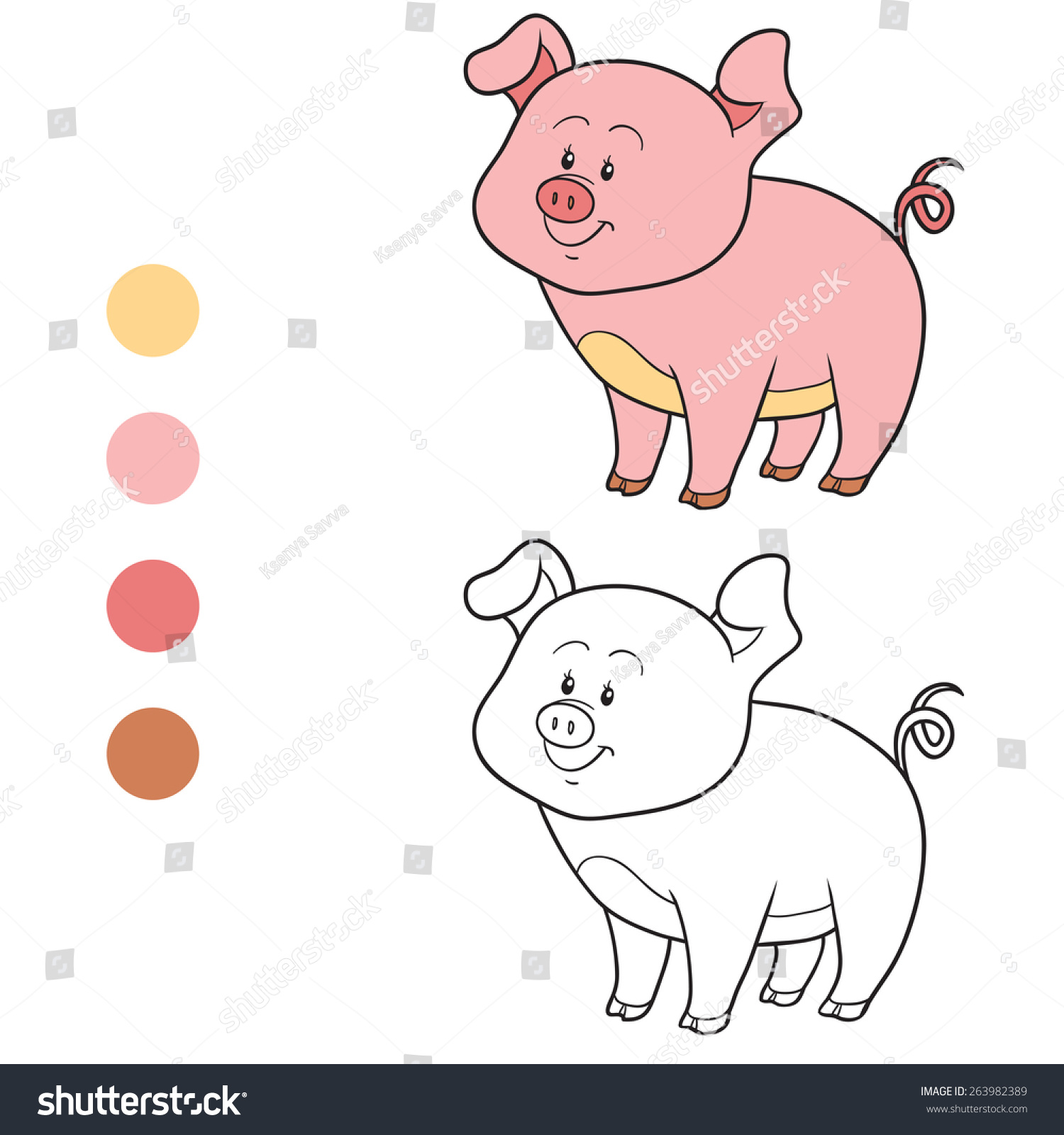 Coloring Book Pig Stock Vector (Royalty Free) 263982389