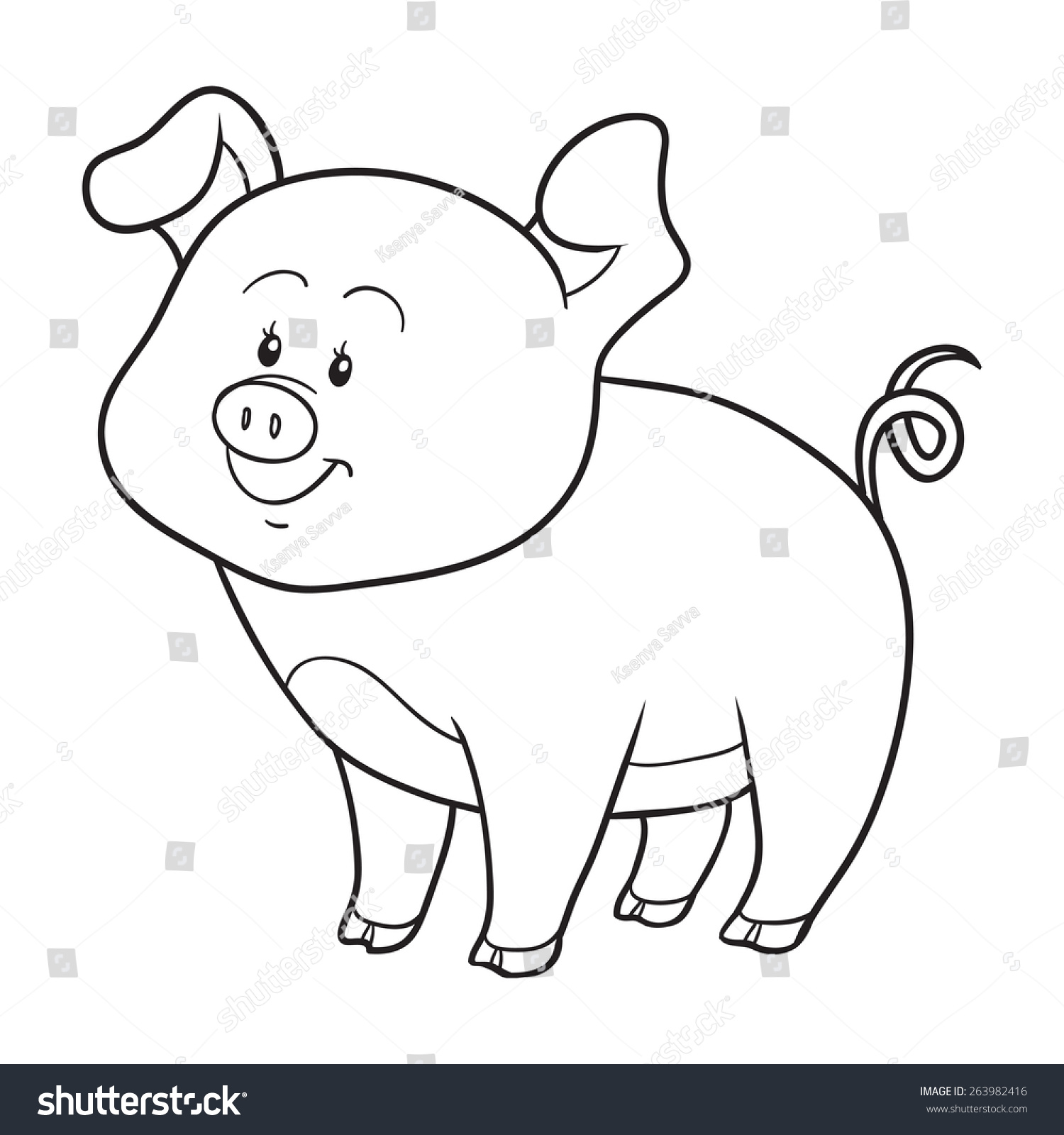 Coloring Book Pig Stock Vector (Royalty Free) 263982416 | Shutterstock