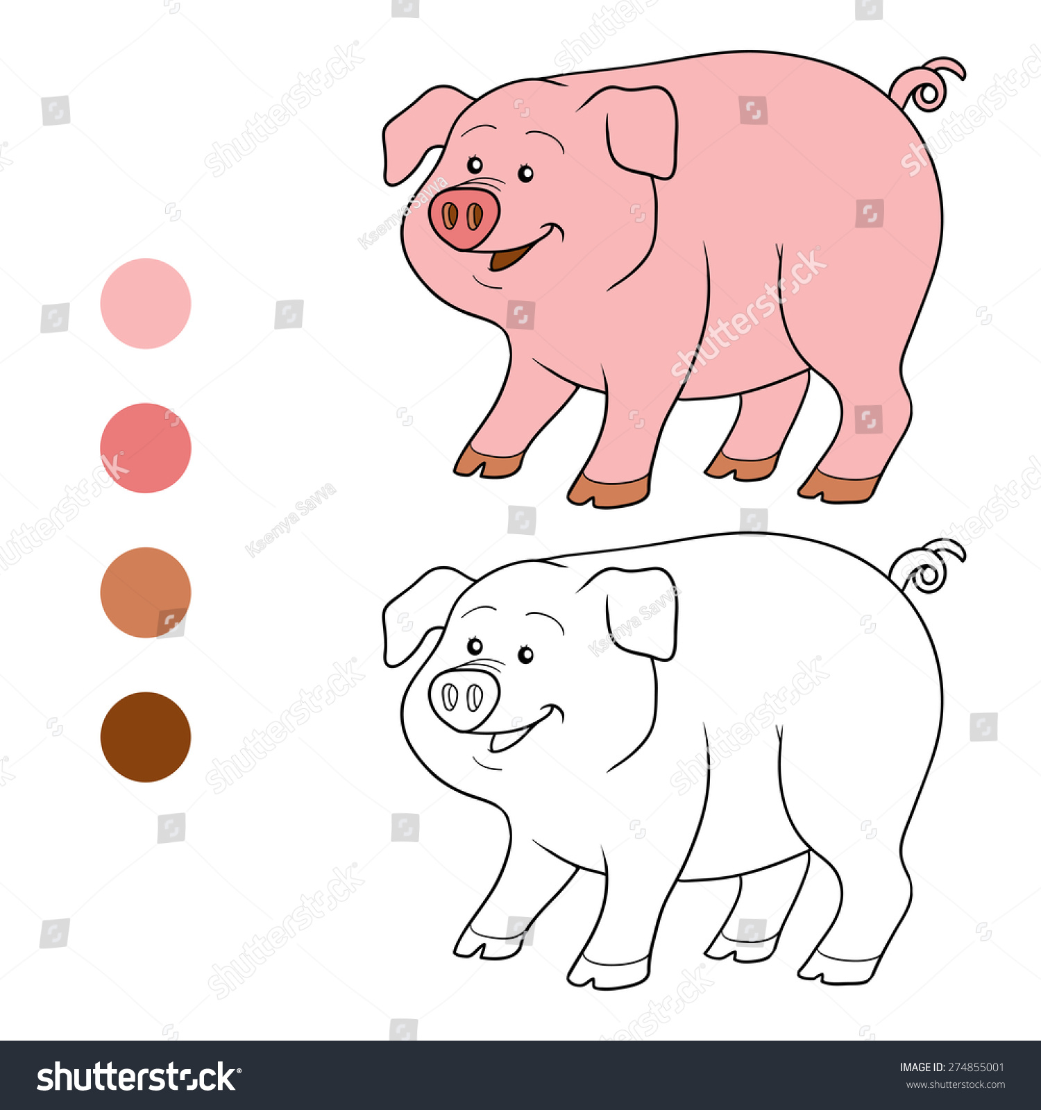 Coloring Book Pig Stock Vector (Royalty Free) 274855001 | Shutterstock