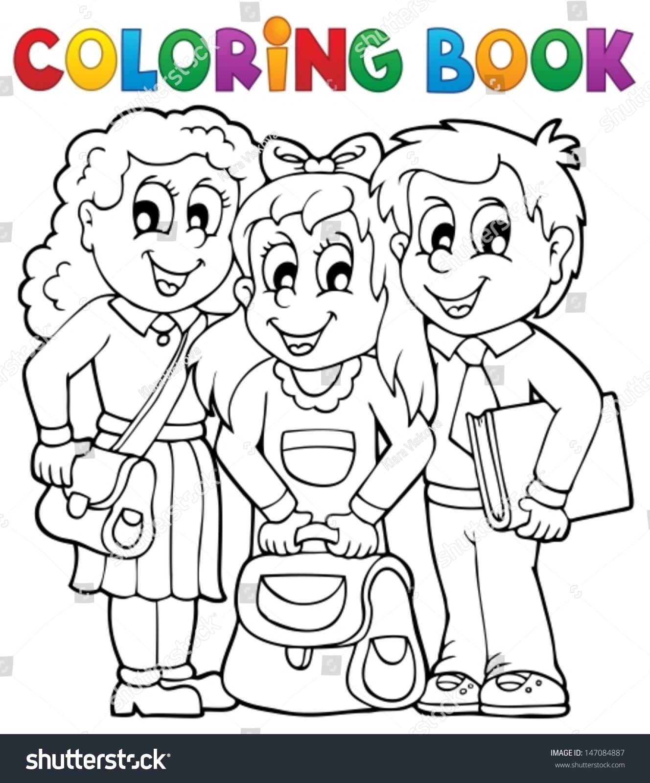 Coloring Book Pupil Theme 1 Eps10: vetor stock (livre de direitos ...