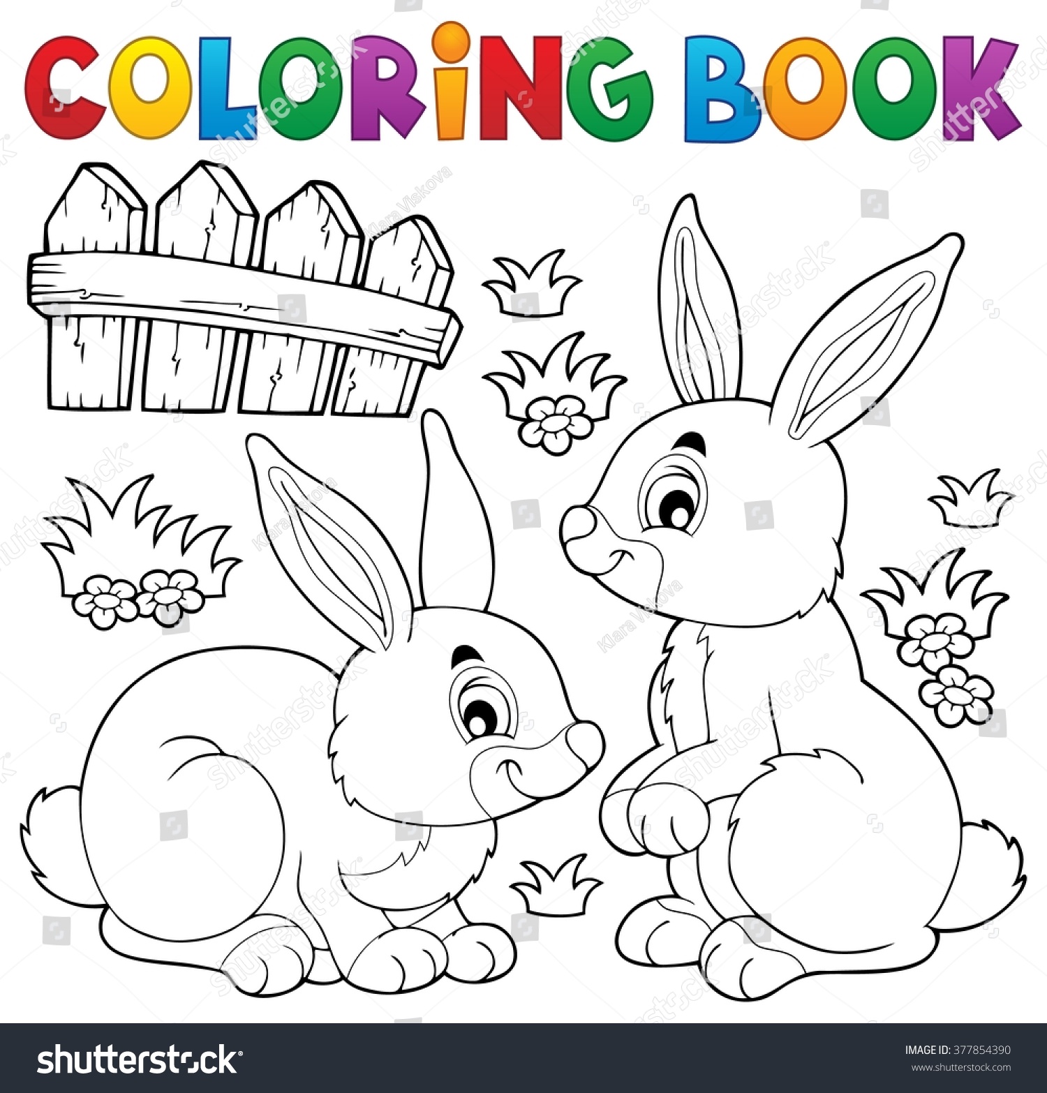 Coloring Book Rabbit Topic 1 Eps10 Stock Vector (Royalty Free) 377854390