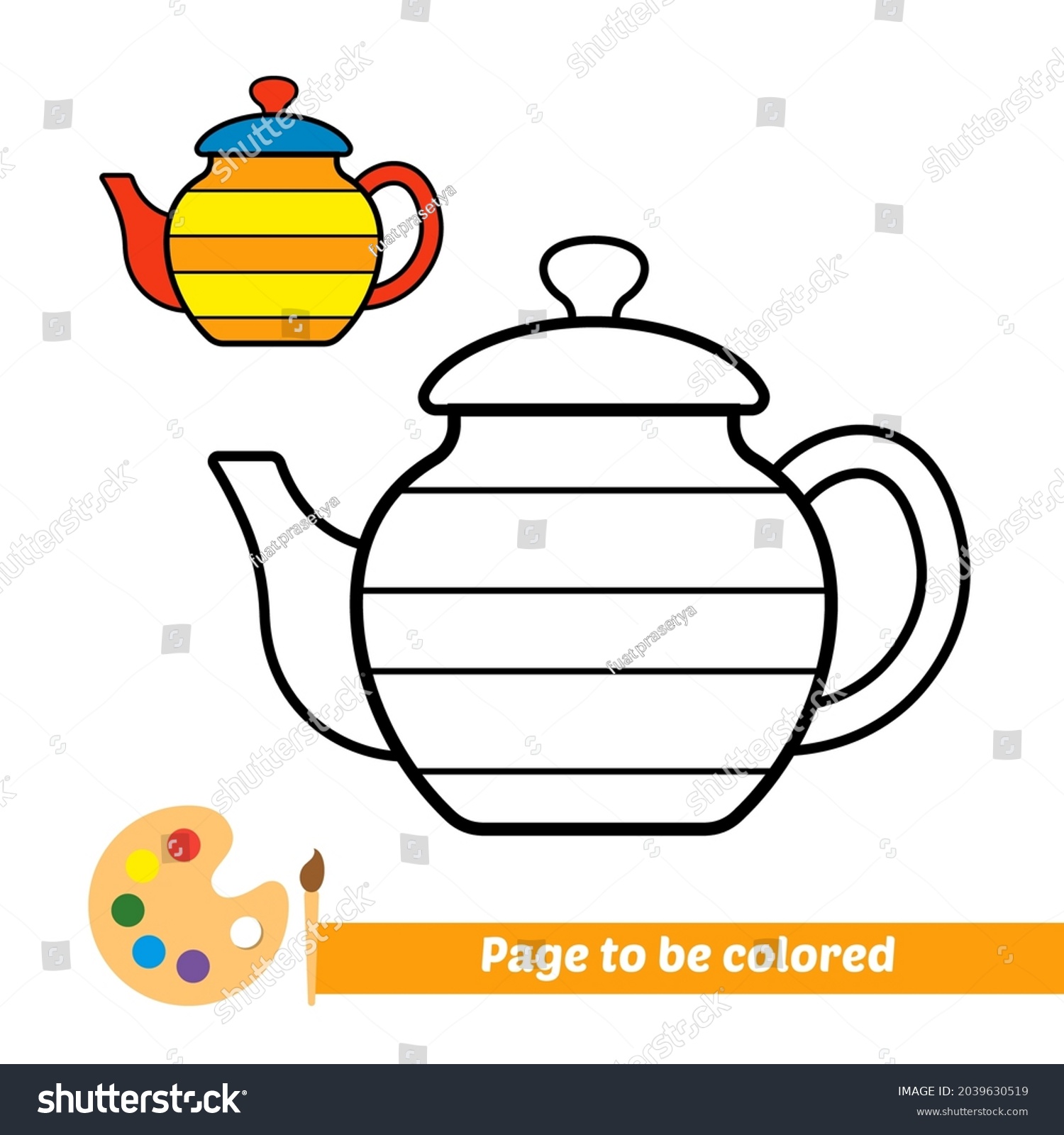 Coloring Book Tea Pot Vector Image Stock Vector (Royalty Free) 2039630519