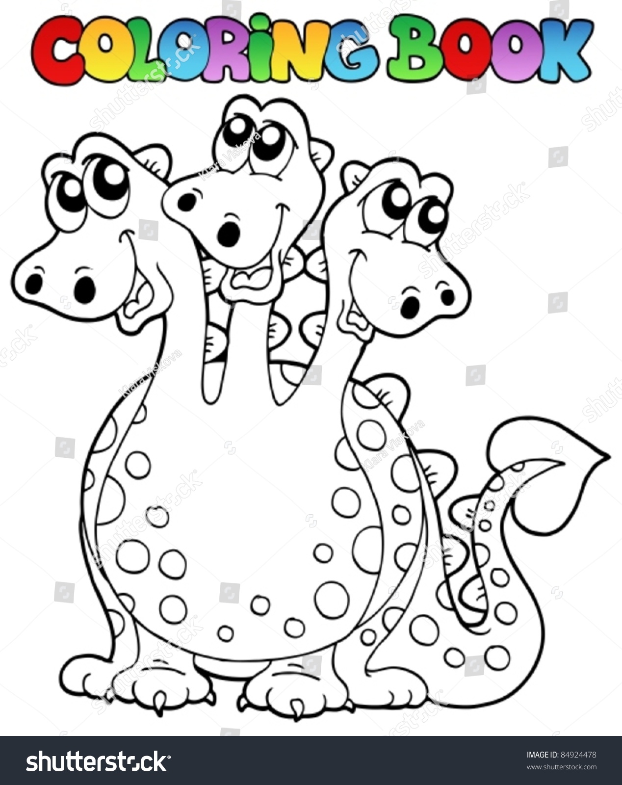 Coloring Book Three Headed Dragon Vector Stock Vector (Royalty Free ...