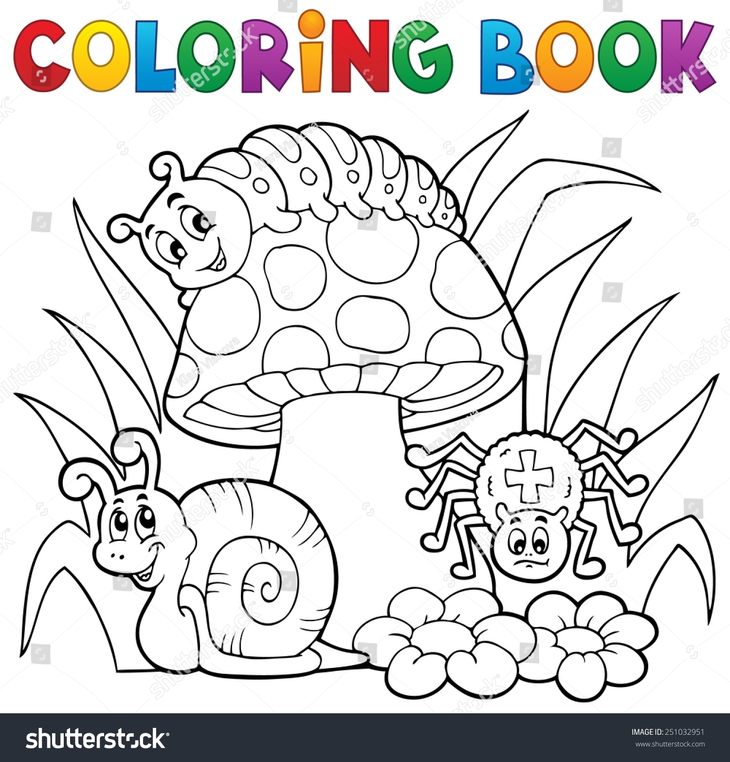 Coloring Book Toadstool Animals Eps10 Vector Stock Vector (Royalty Free ...