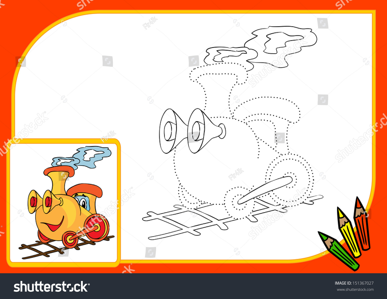 Coloring Book Train Drawing Dots Vector: vector de stock (libre de ...
