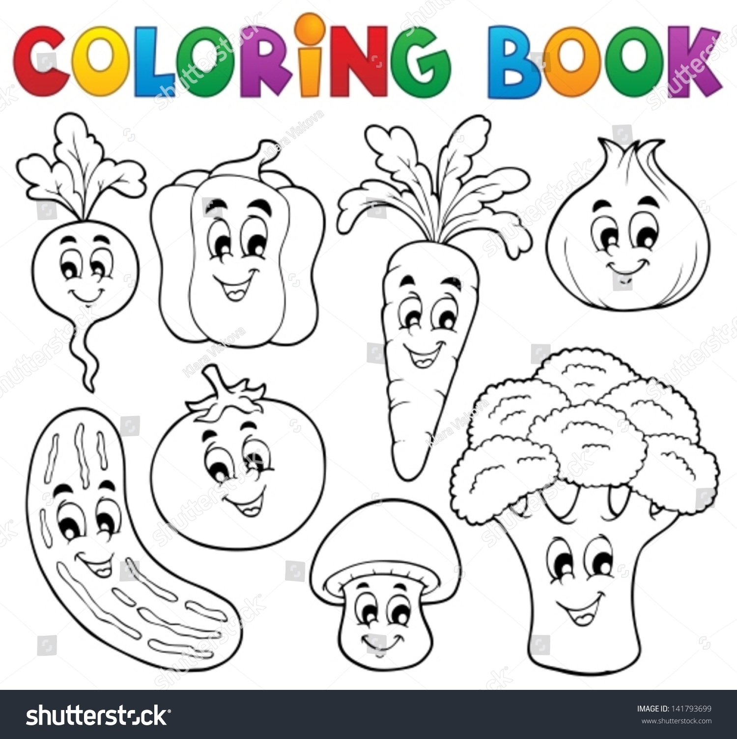 Coloring Book Vegetable Theme 1 Eps10 Stock Vector (Royalty Free) 141793699