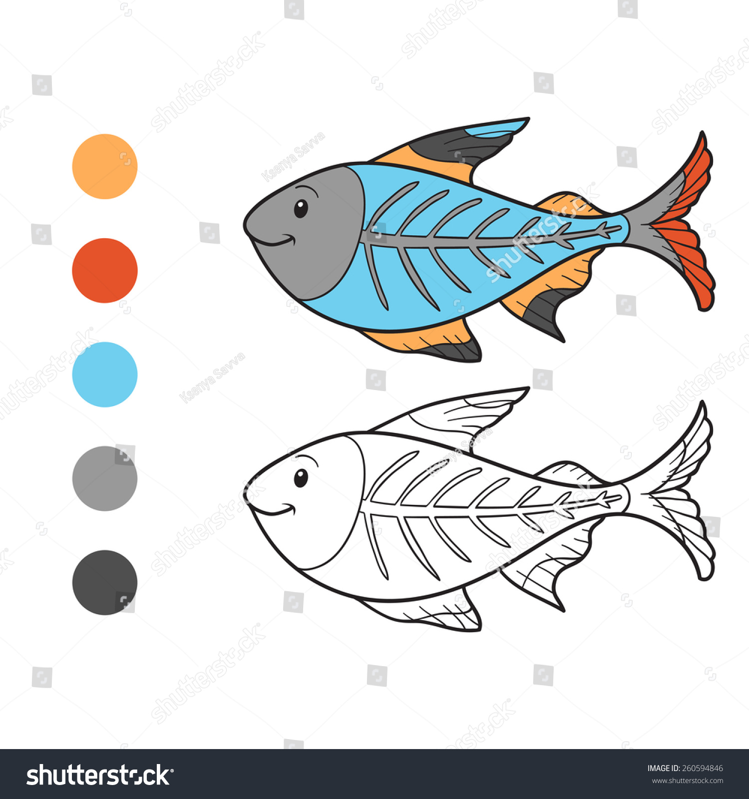 Xray Fish Coloring Pages A To Z Animals Fish Coloring