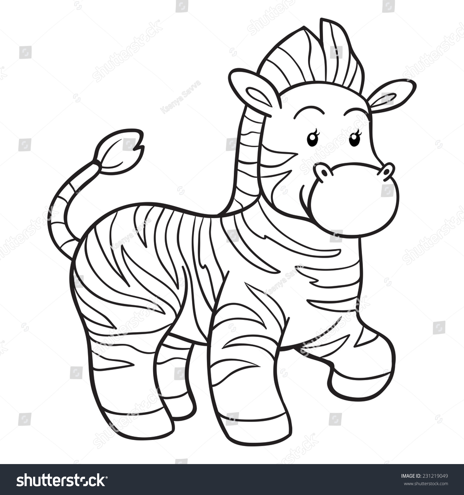 Coloring Book Zebra Stock Vector (Royalty Free) 231219049 | Shutterstock