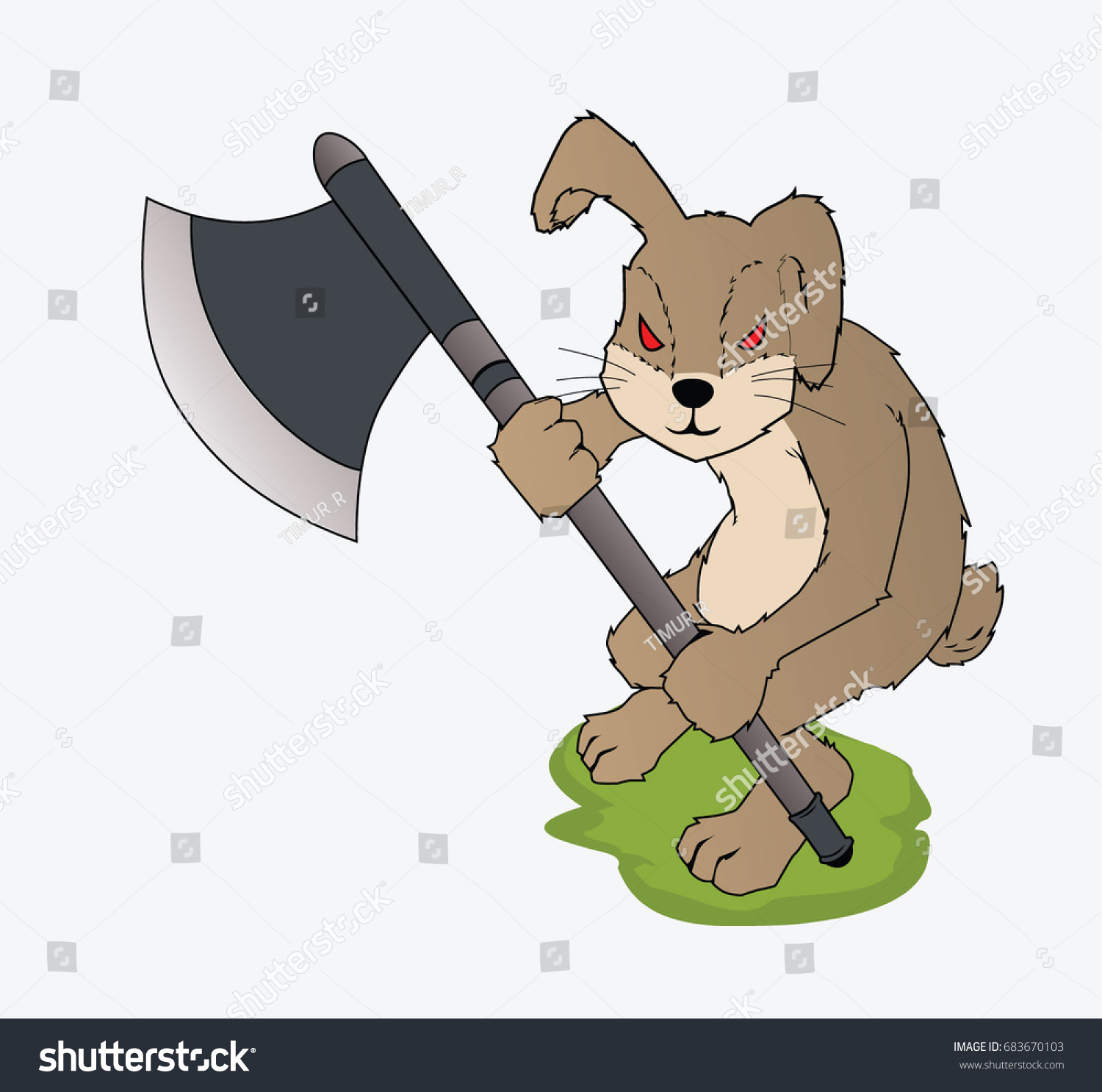 Coloring Bunny Axe Vector Stock Vector (Royalty Free) 683670103