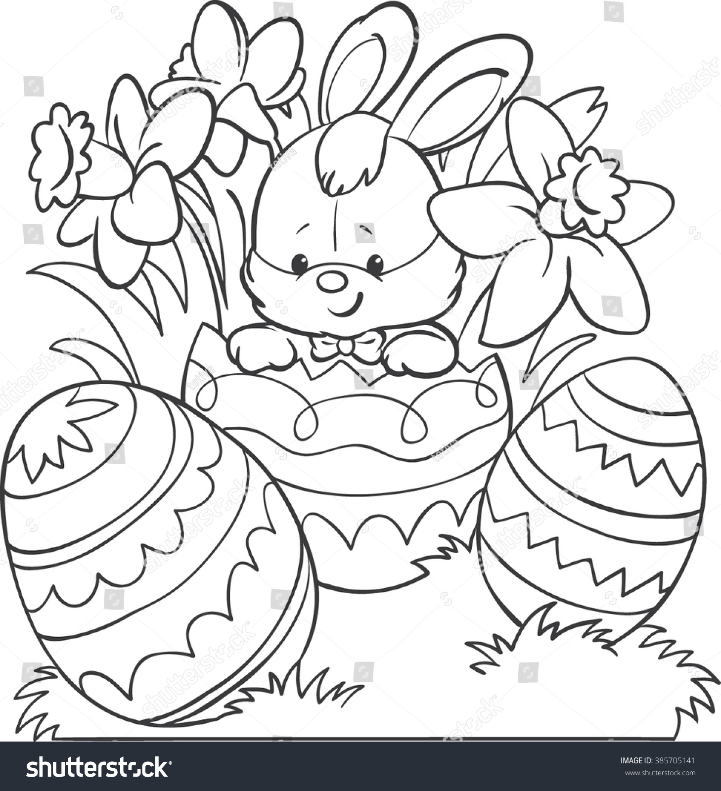Coloring Happy Easter Cartoon Vector Illustration Stock Vector (Royalty ...
