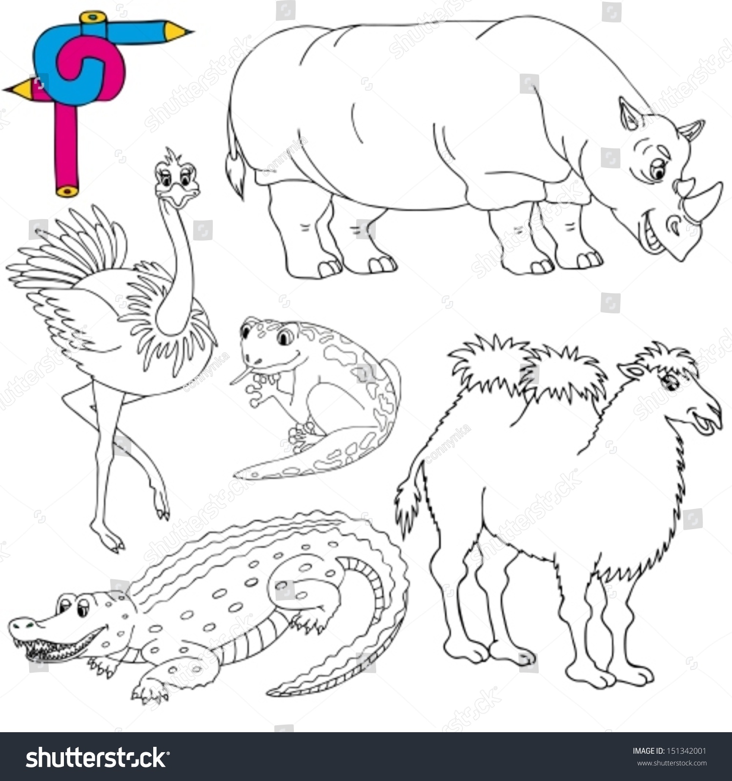 Coloring Image Wild Animals 02 Vector: เวกเตอร์สต็อก (ปลอดค่าลิขสิทธิ์ ...