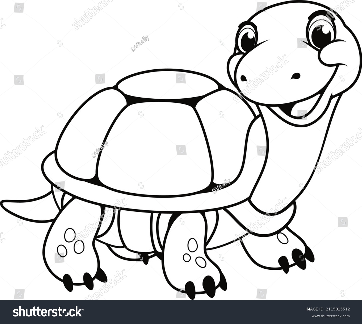 Coloring Page Cheerful Cartoon Turtle: เวกเตอร์สต็อก (ปลอดค่าลิขสิทธิ์ ...