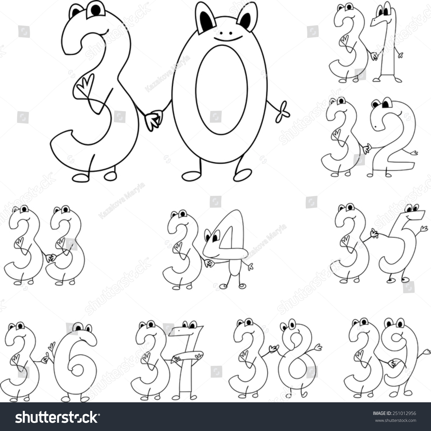 Coloring Page Funny Numbers Stock Vector (Royalty Free) 251012956