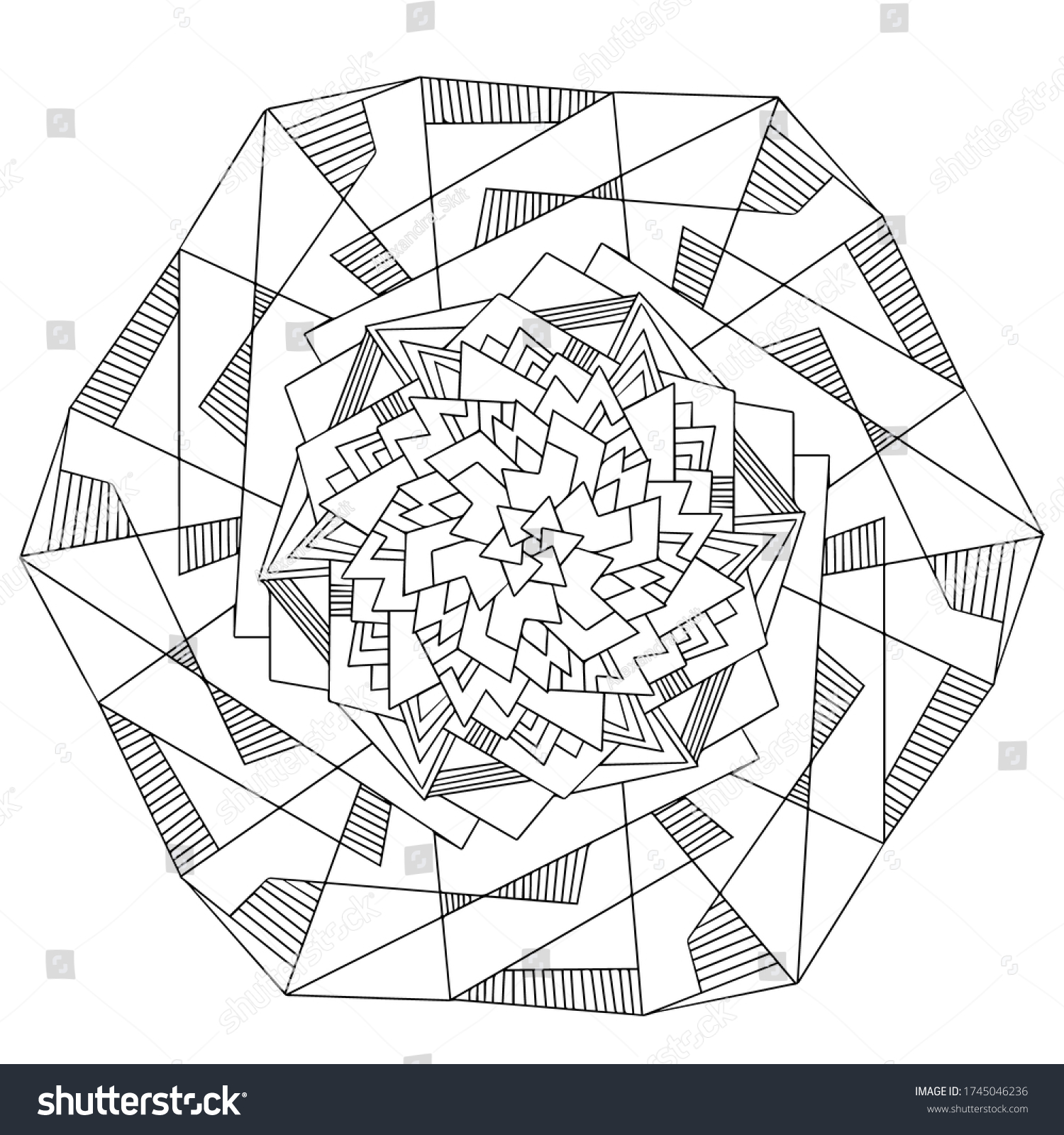 Coloring Page Mandala Geometric Pattern Stock Vector (Royalty Free ...