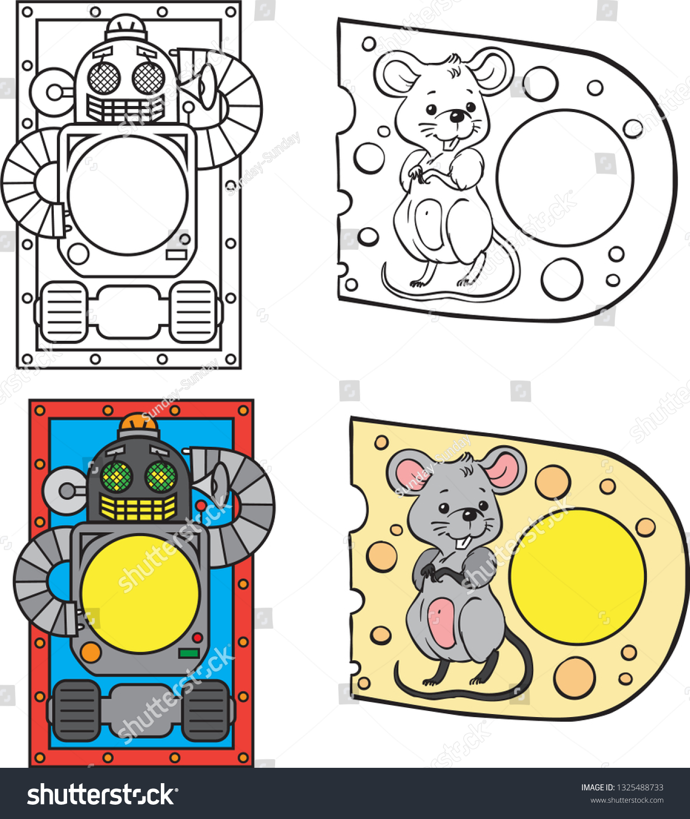 Coloring Page Robot Mouse Stock Vector (Royalty Free) 1325488733
