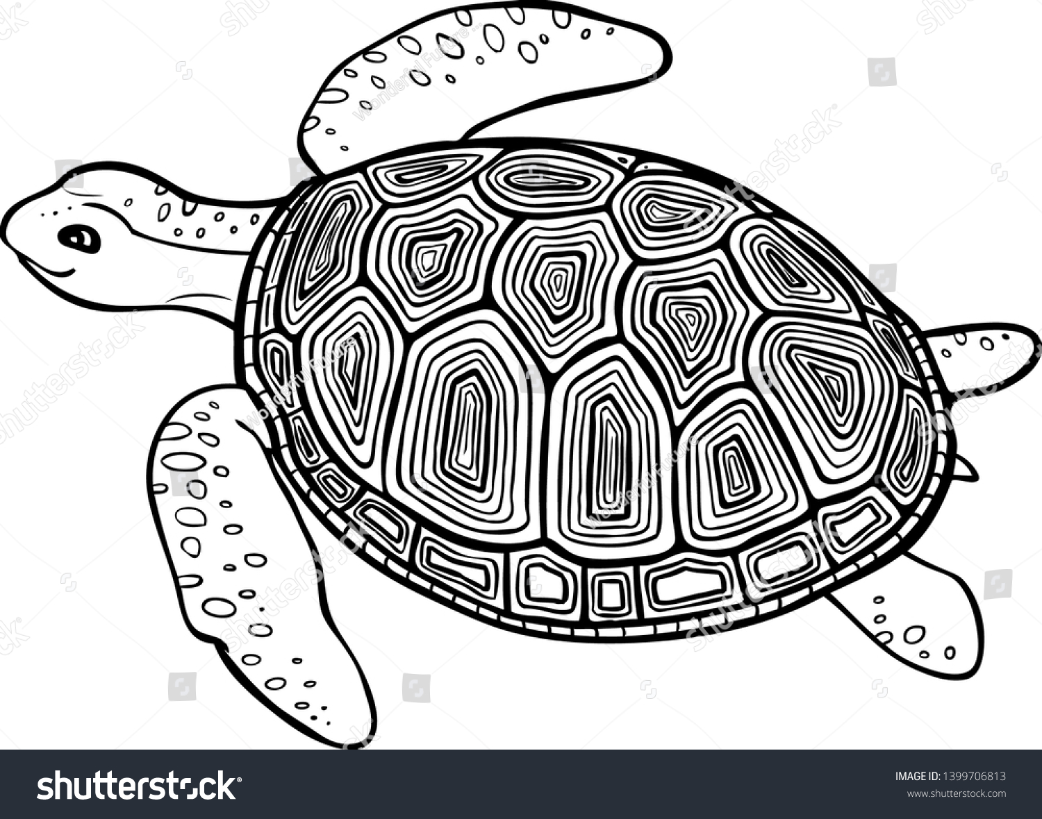 Coloring Page Turtle Decor Stock Vector (Royalty Free) 1399706813 ...