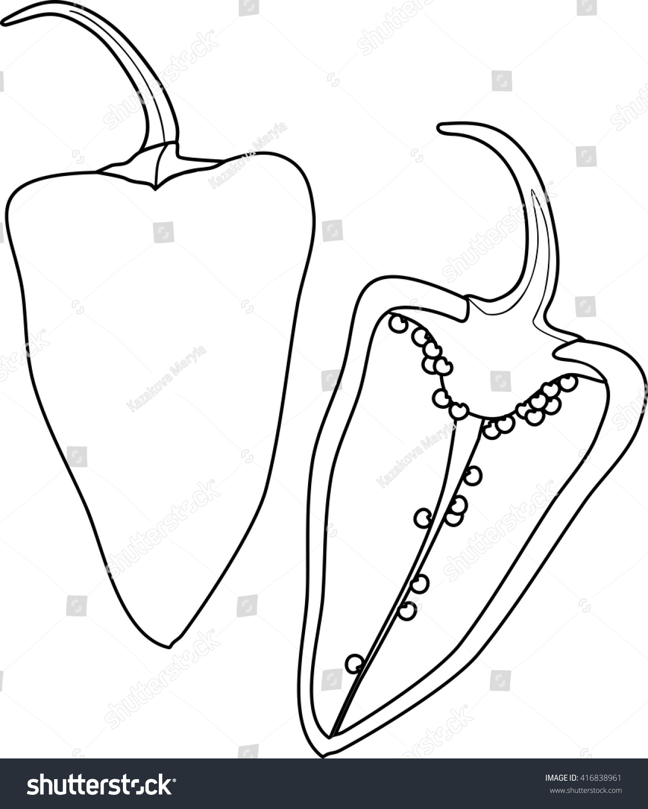Coloring Page Pepper Stock Vector (Royalty Free) 416838961