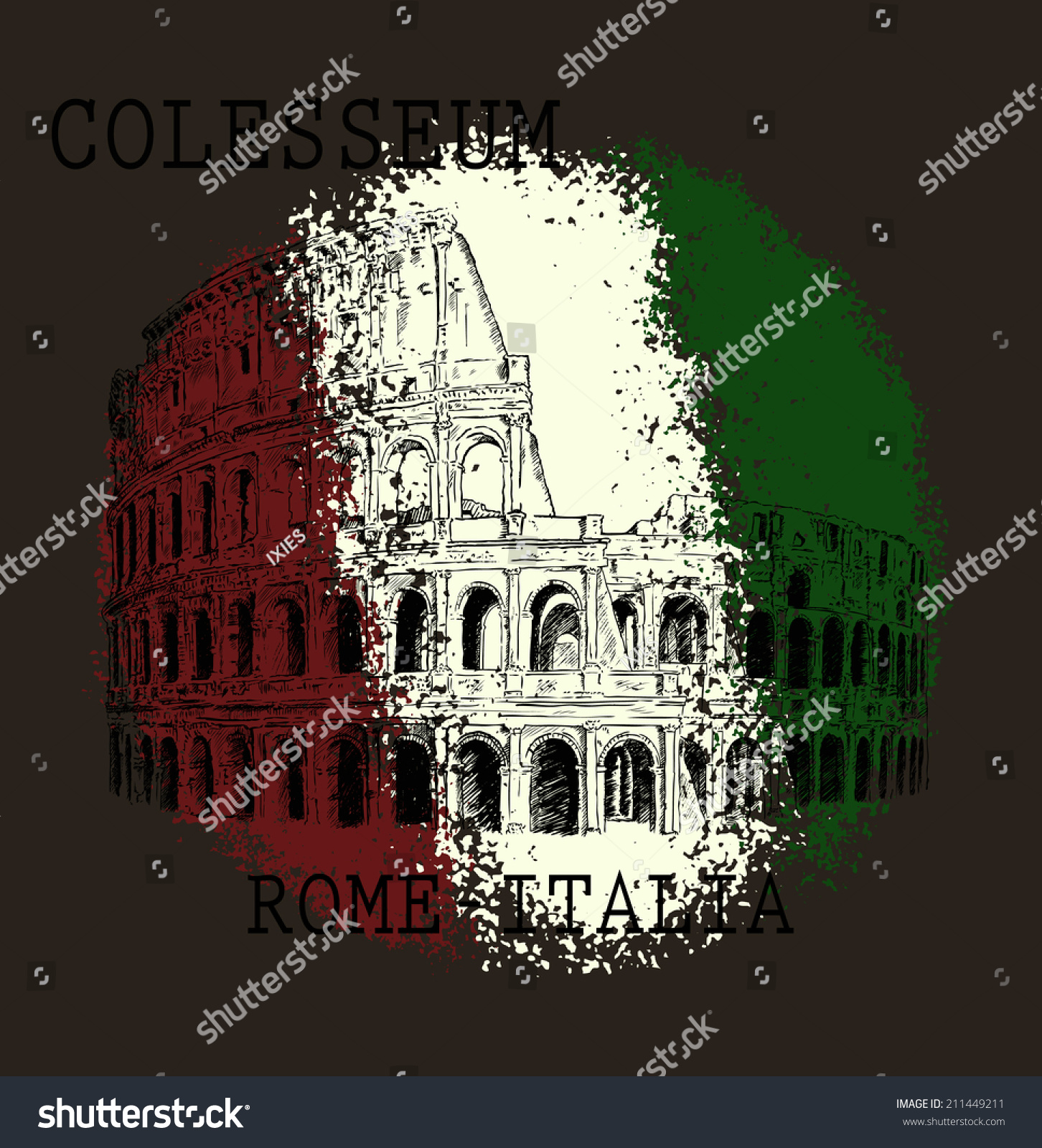 Colosseum Hand Print Vector Illustration Stock Vector (Royalty Free ...