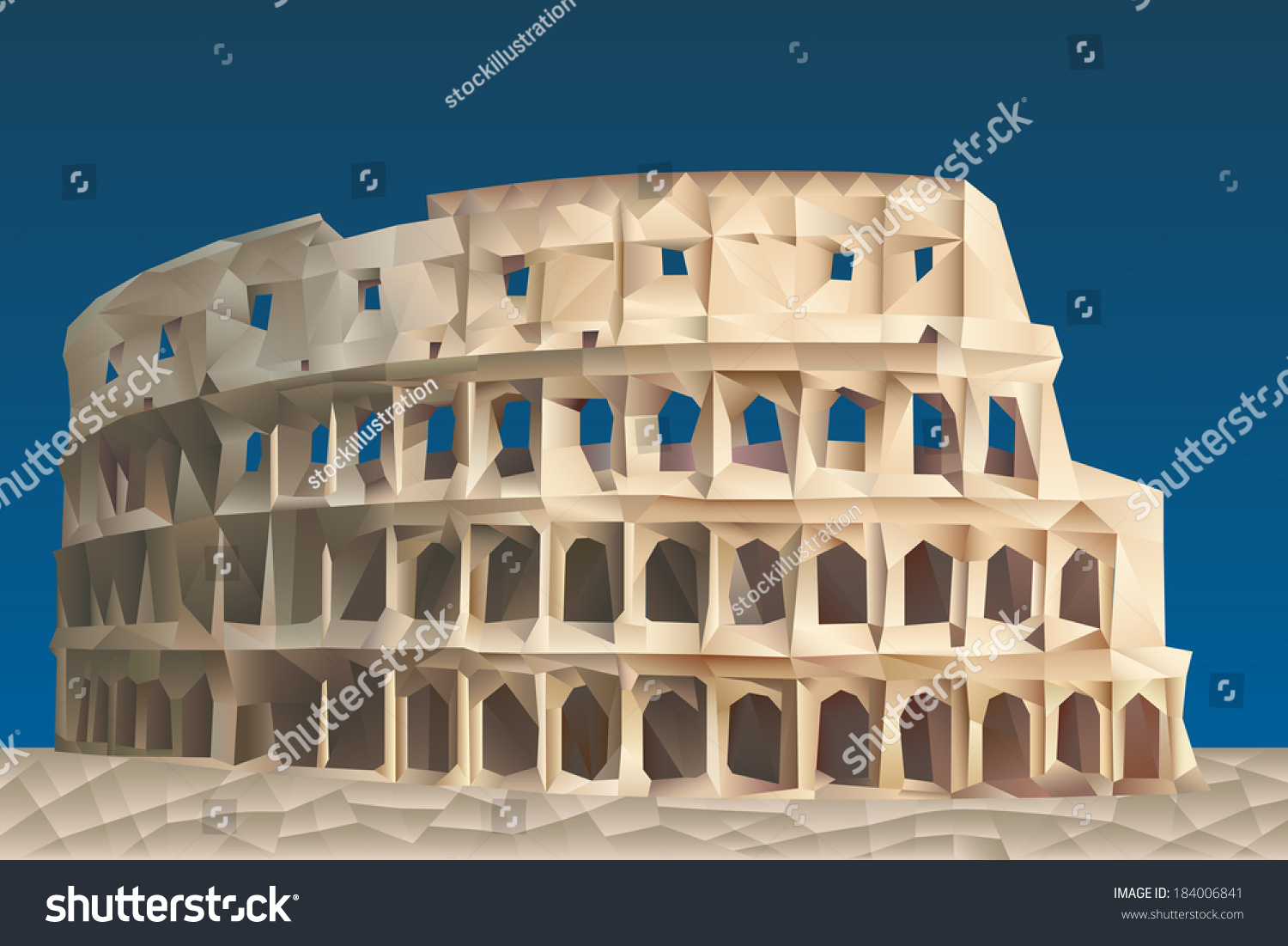 Colosseum Illustration Triangular Pattern Style Stock Vector (Royalty ...