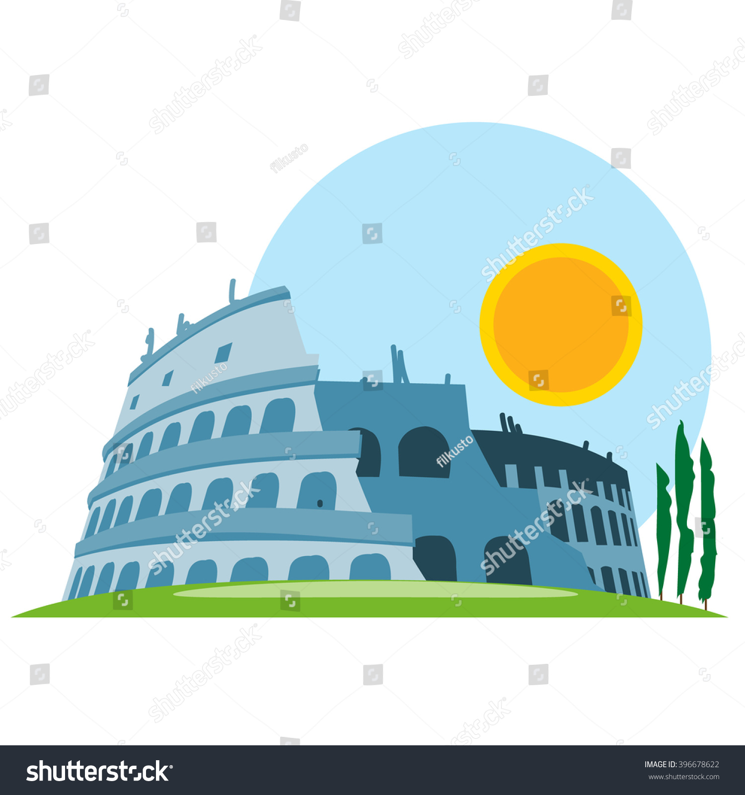 Colosseum Simple Flat Drawing Stock Vector (Royalty Free) 396678622