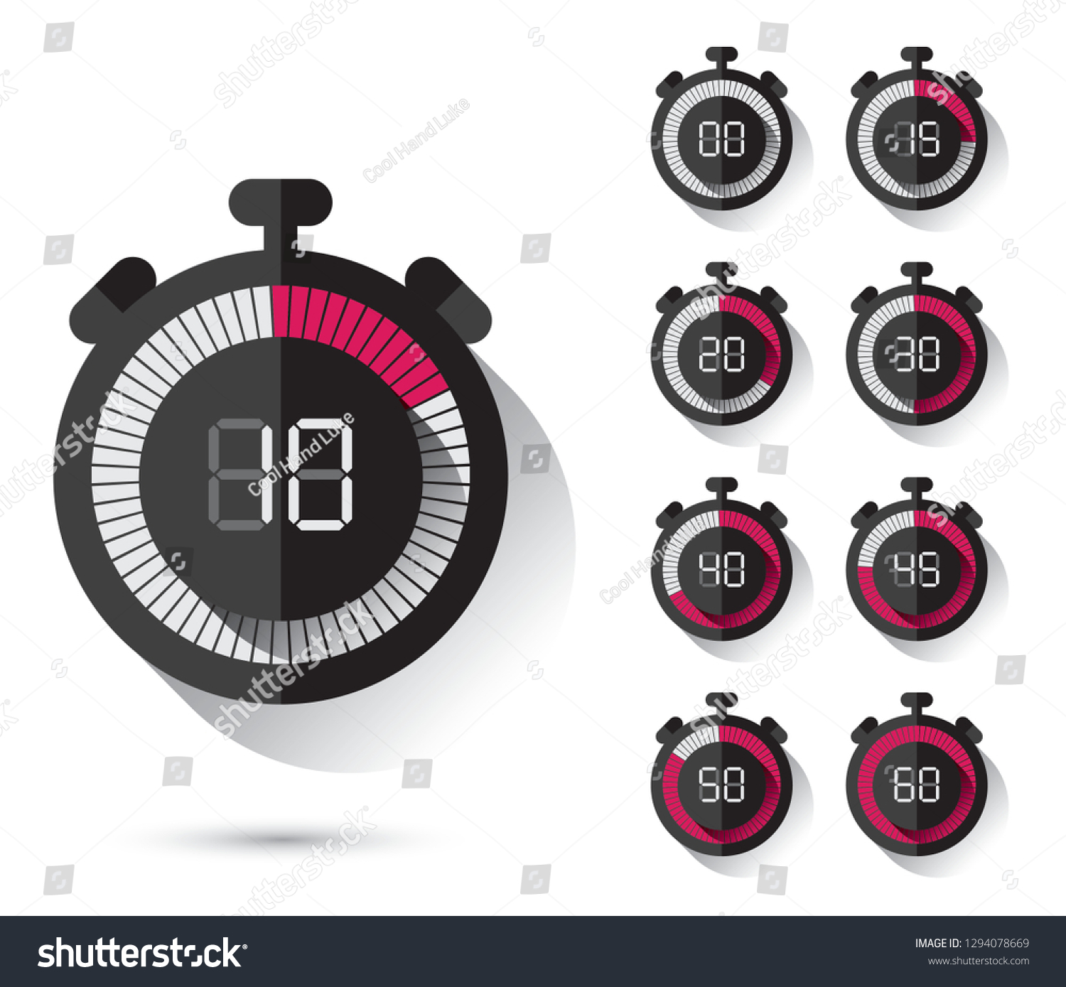 Coloured Digital Countdown Timer Vector Illustration Stock Vector ...