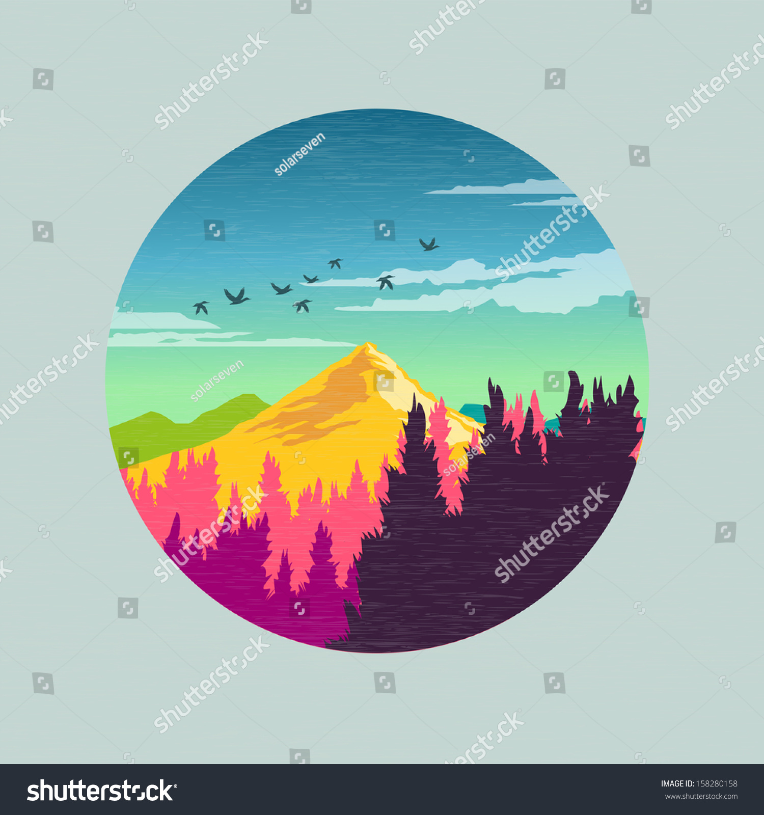 Colourful Countryside Vector Vector Illustration Stock Vector (Royalty ...