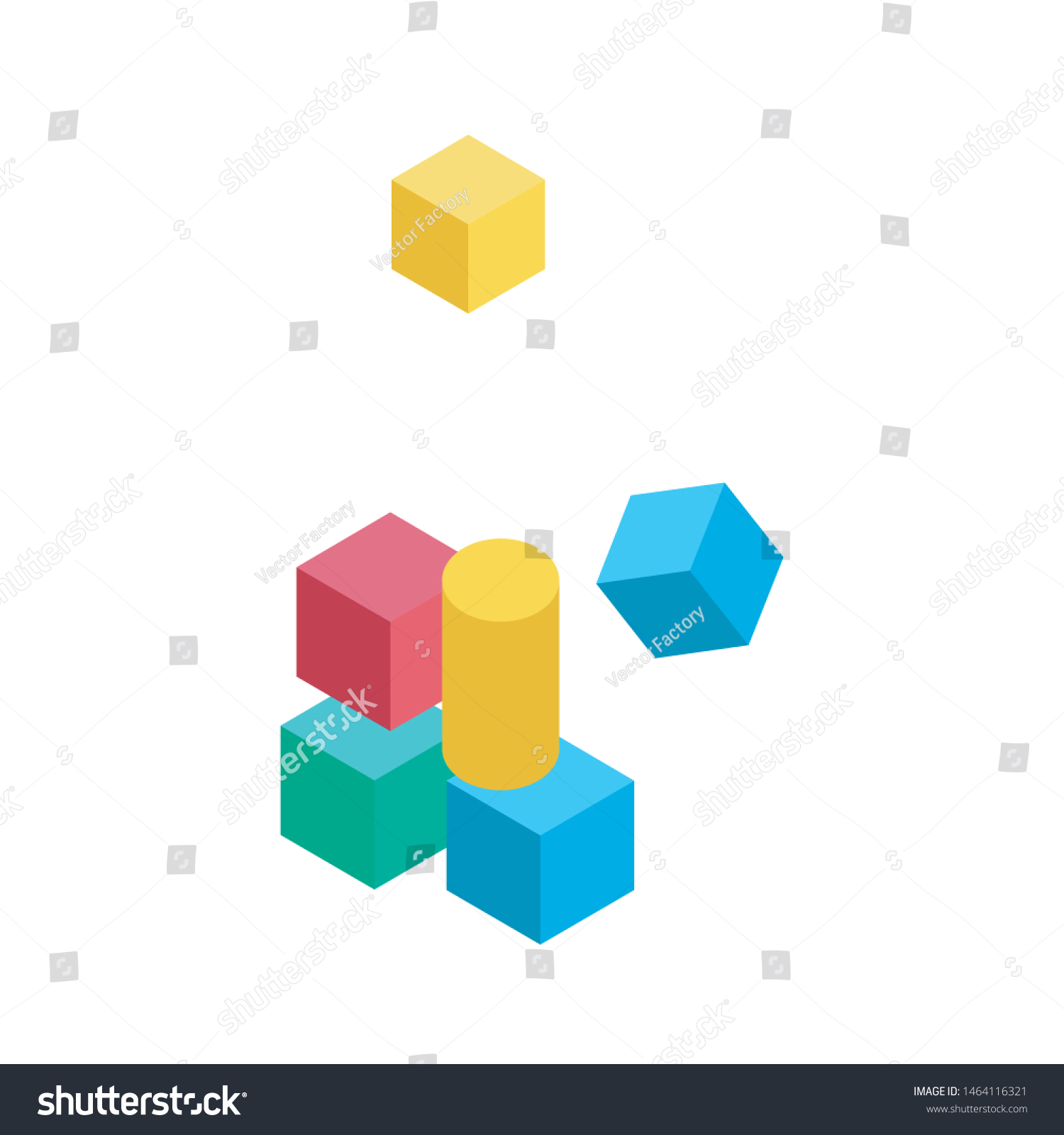 Colourful Falling 3d Isometric Shapes Vector Stock Vector (Royalty Free ...