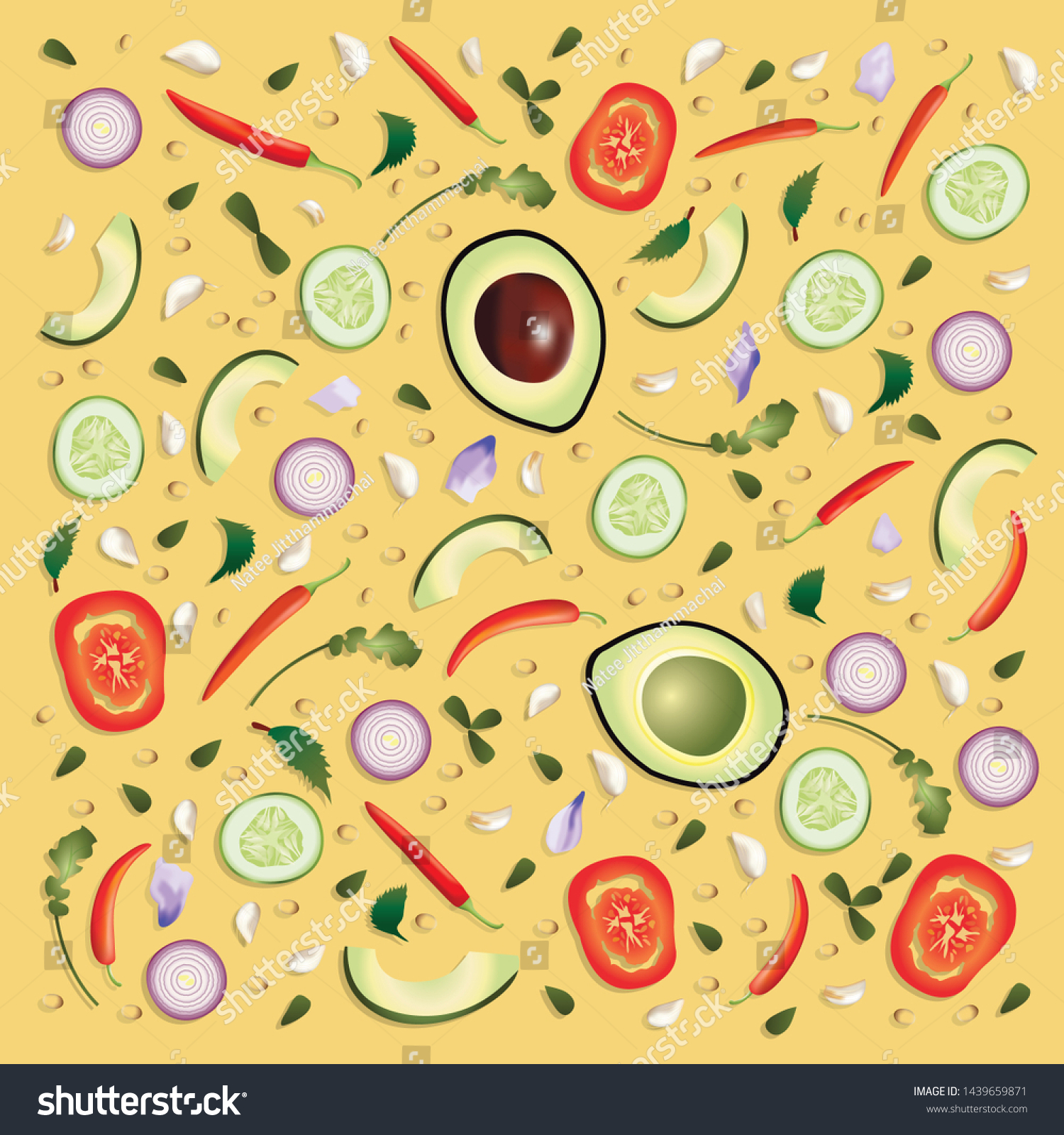 Colourful Pattern Raw Food Background Template Stock Vector (Royalty ...